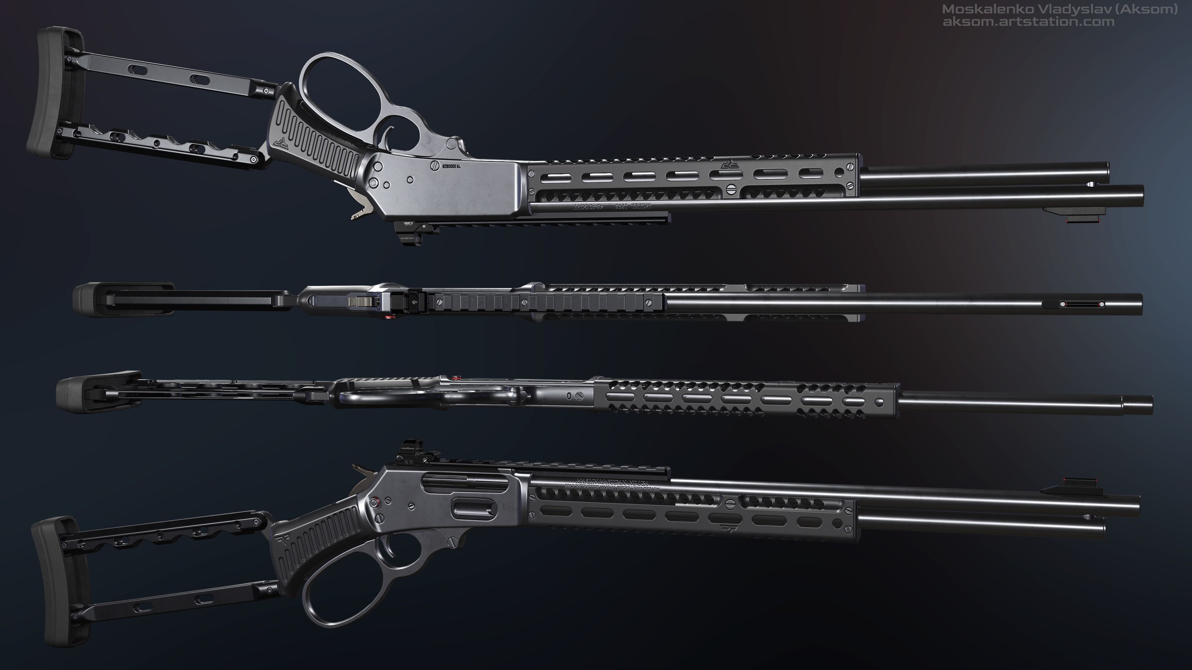 3D model Marlin model 1895 SBL and Textures VR / AR / low-poly | CGTrader