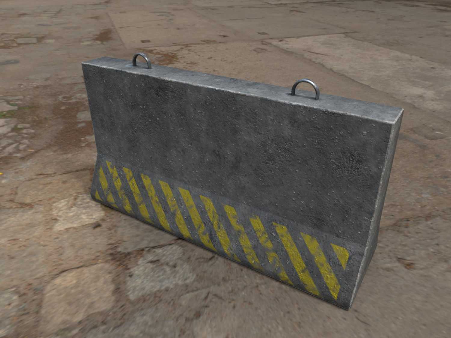 3D model Barrier - Low Poly concrete with stripes VR / AR / low-poly ...