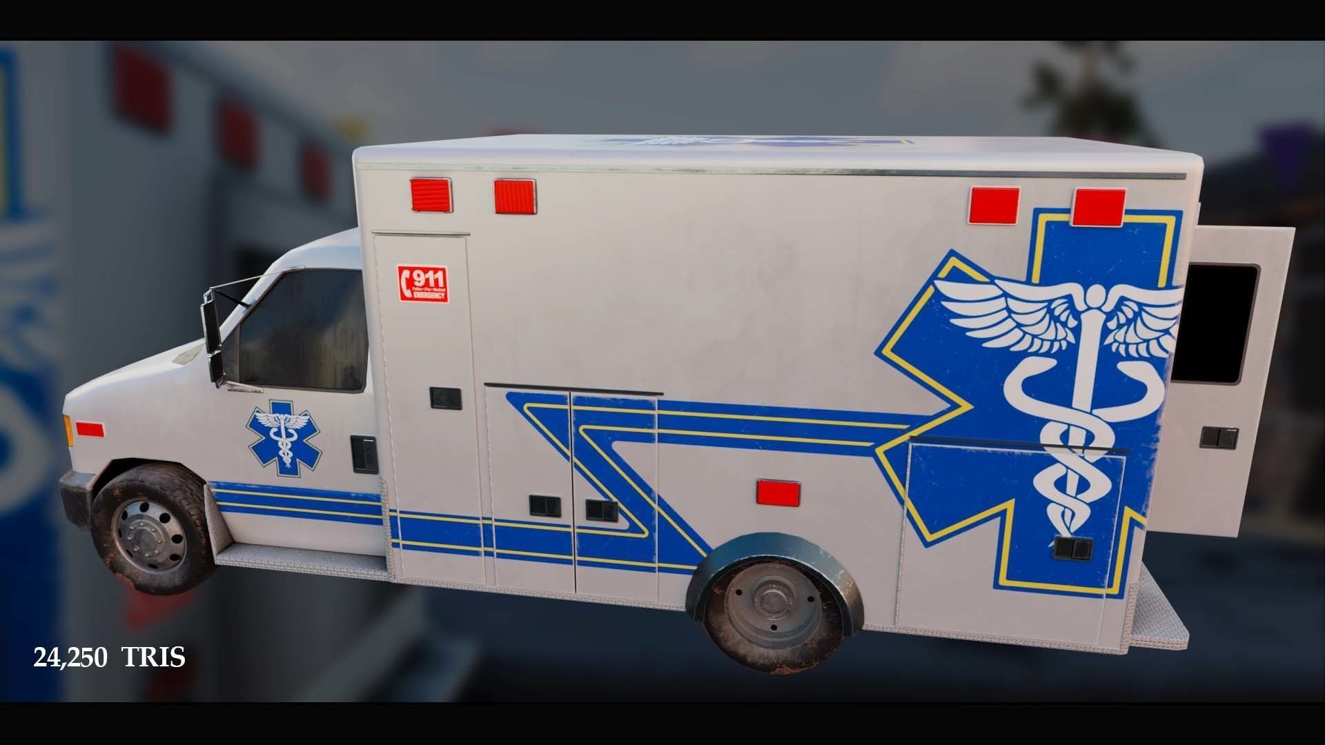 3D model Ambulance Box Truck Rigged INTERIOR EXTERIOR VR / AR / low ...