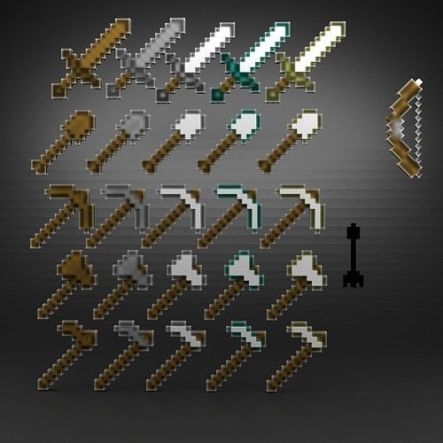 Minecraft Tools download now free free 3D model rigged | CGTrader
