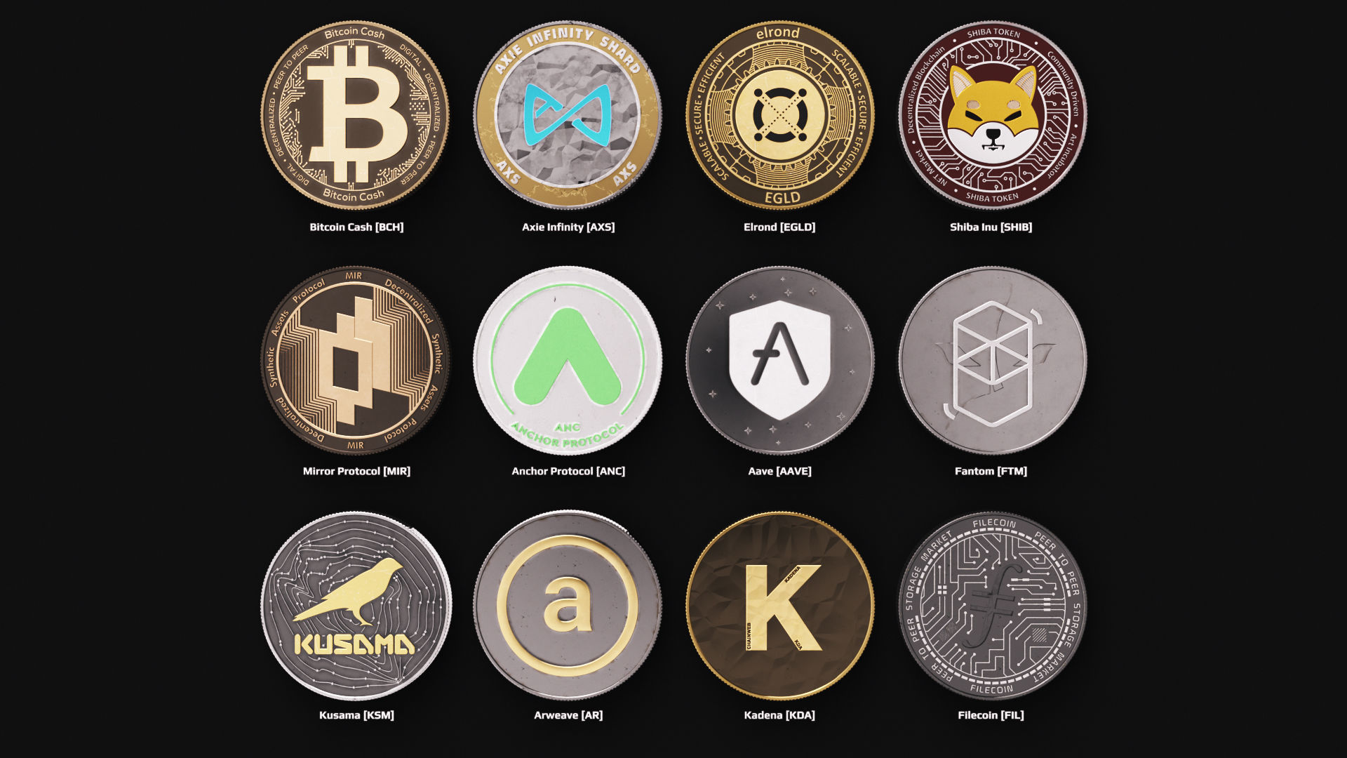 3D model 48 Cryptocurrency Coins VR / AR / low-poly | CGTrader