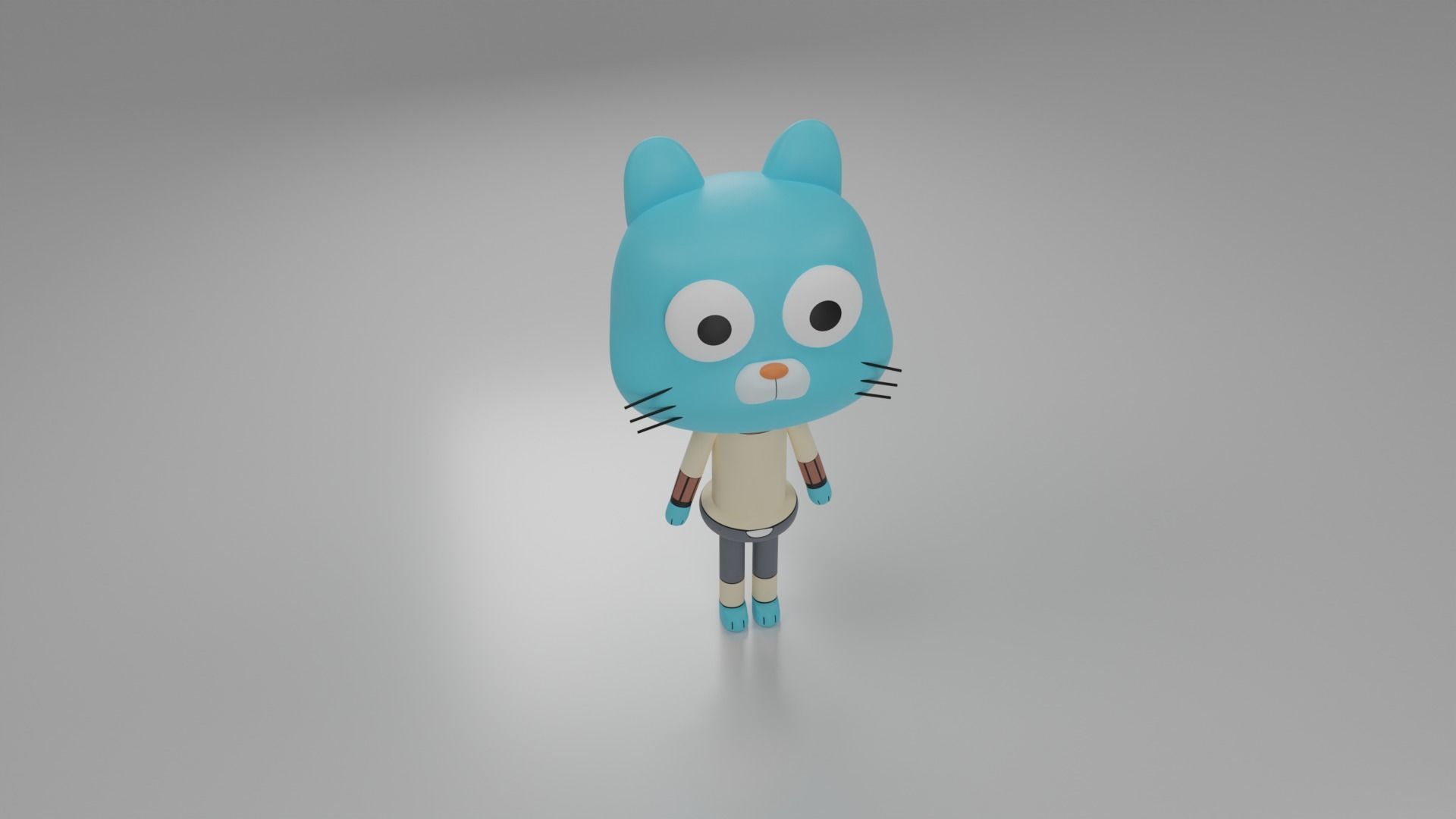 Gumball 3D Model cat with big eyes free VR / AR / low-poly 3D model ...
