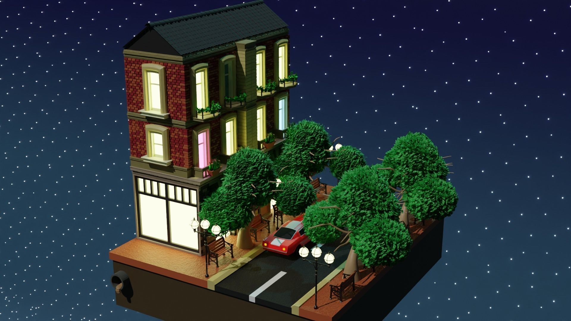 Street Scene free 3D model | CGTrader