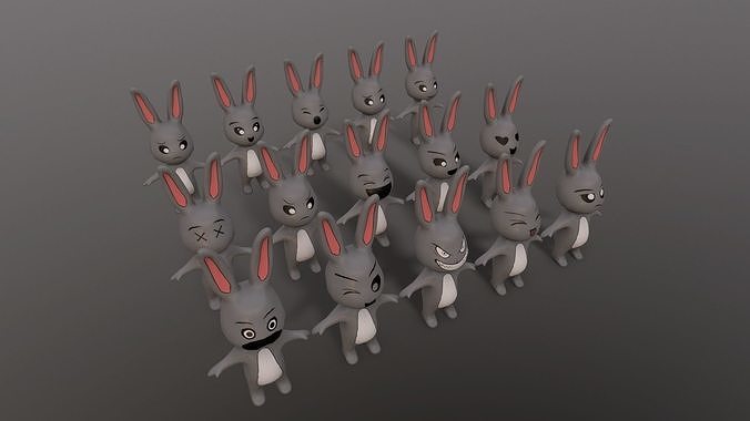 3D model Comic Rabbit Bunny Jump and Run Egypt Splatter Set VR / AR ...
