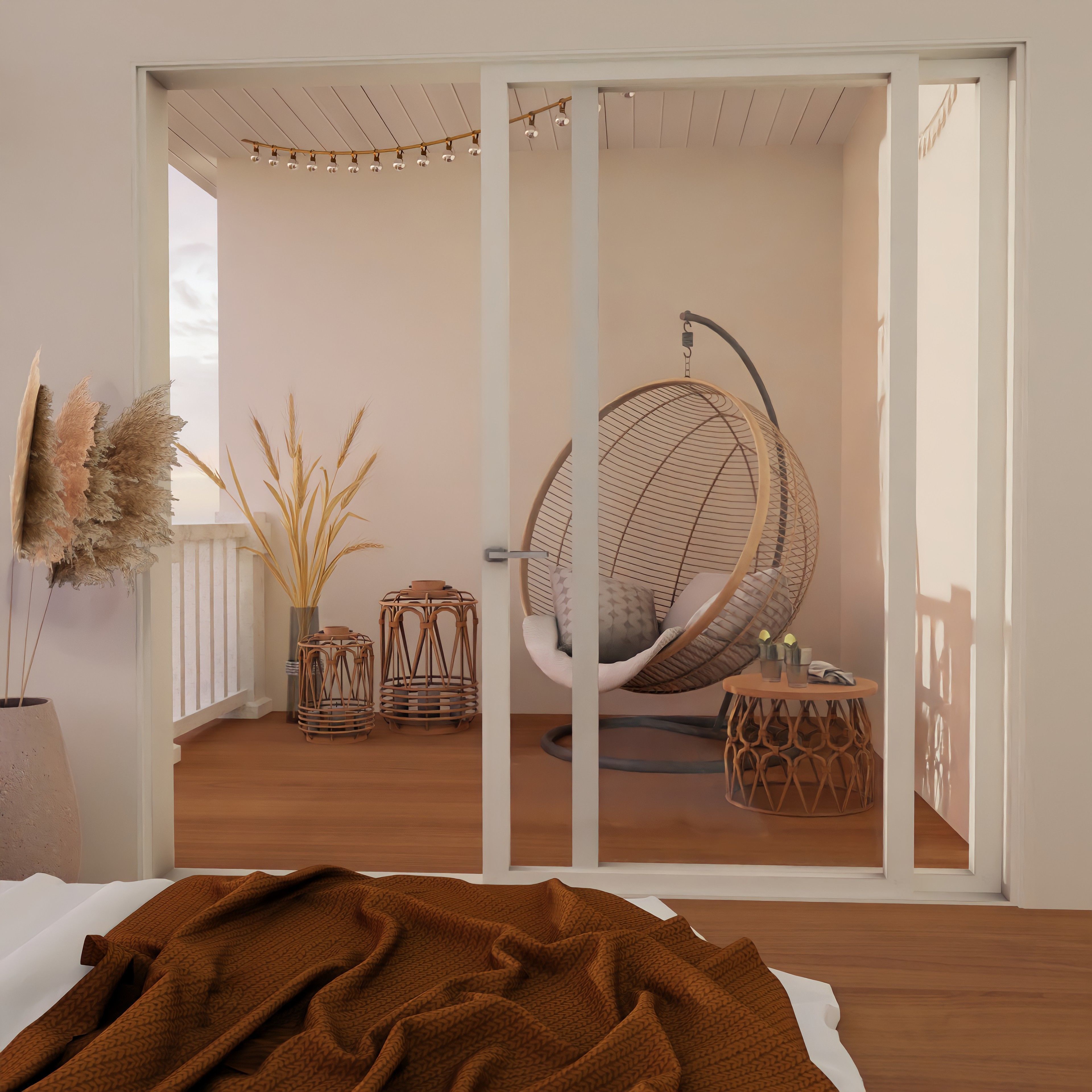 Sunset View Bedroom and Balcony Blender Scene 3D model | CGTrader