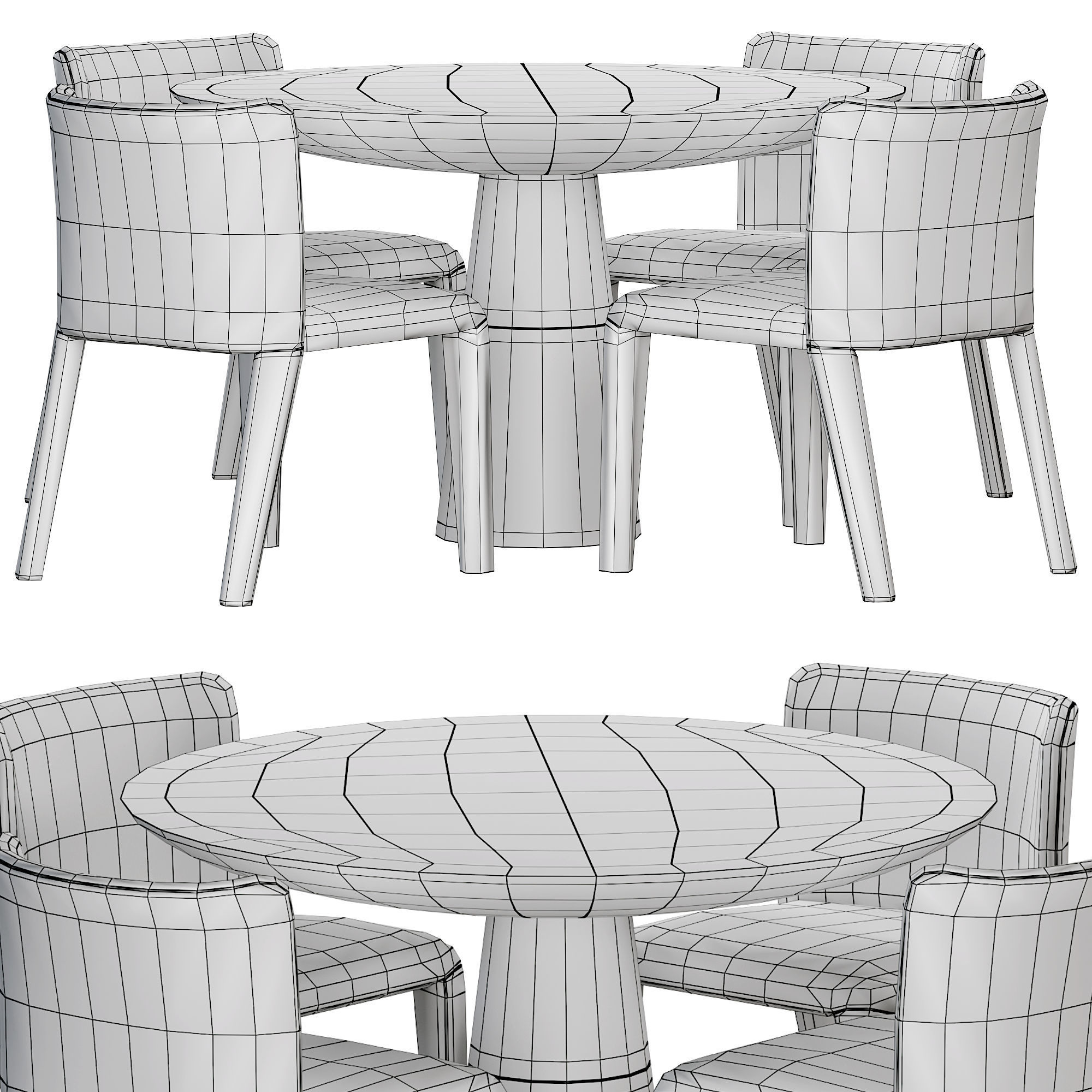 Potocco Lars dining table set 3D model | CGTrader