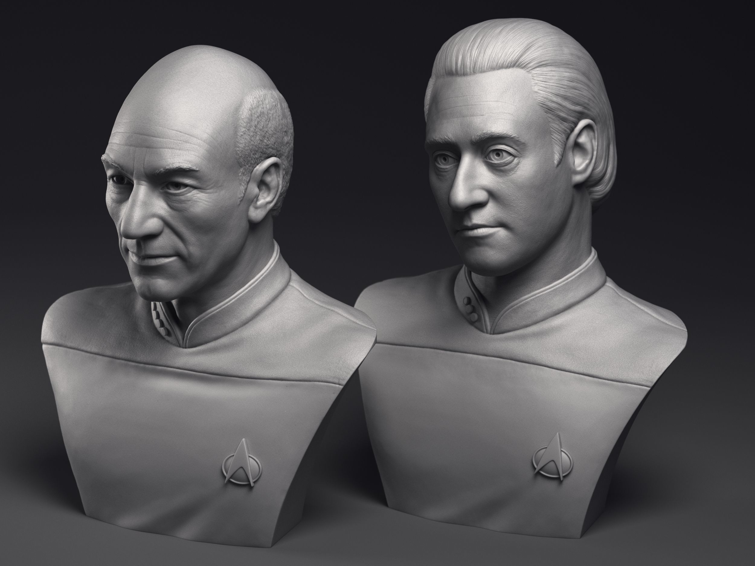 Picard and Data 3d printable bust collection | CGTrader