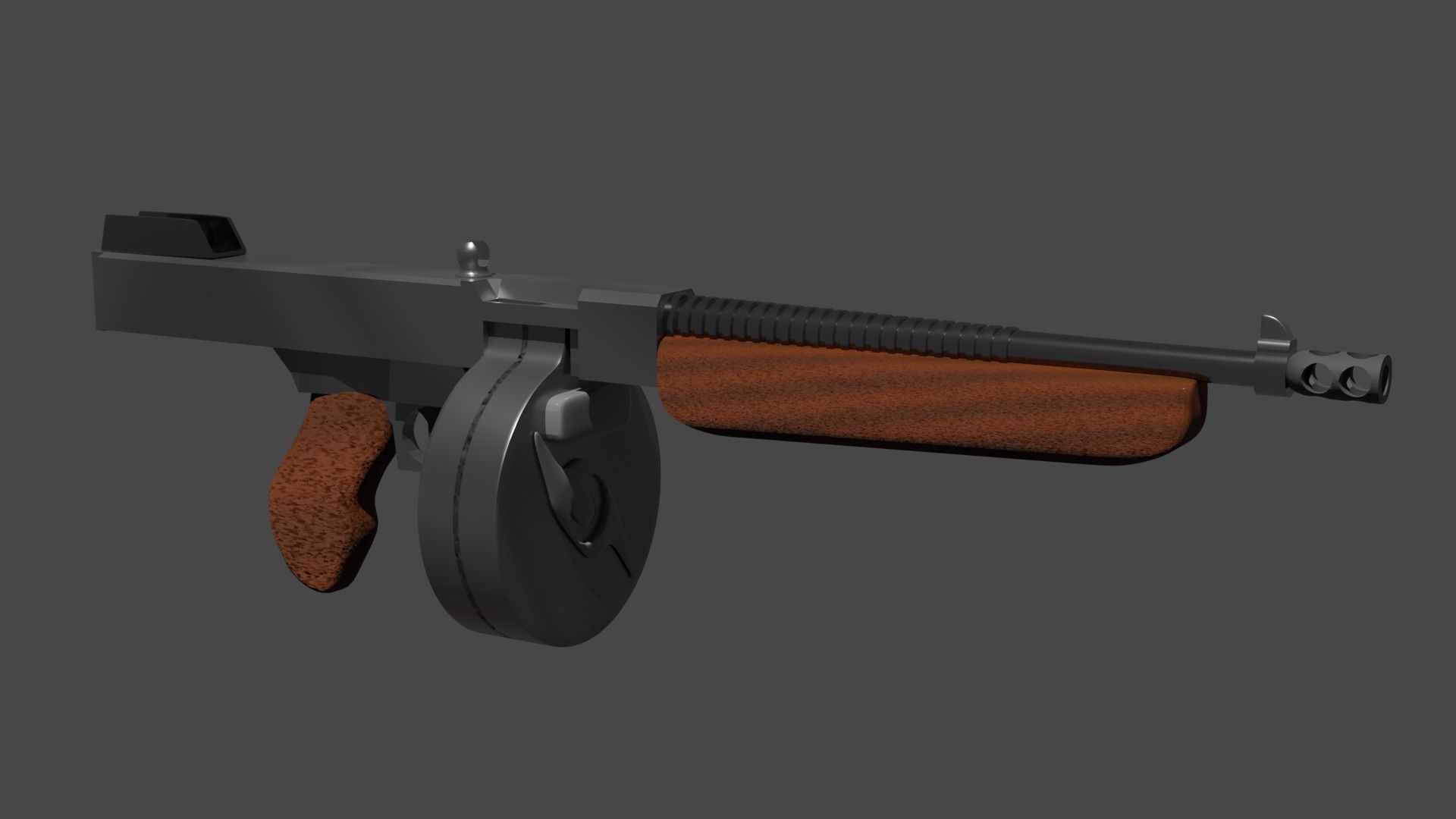 A simple model of a submachine gun Thompson free 3D model | CGTrader