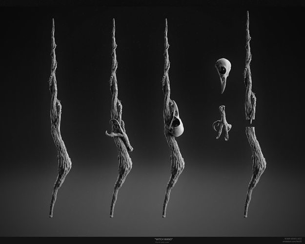 Dark Witch magic wand 3D model 3D printable | CGTrader