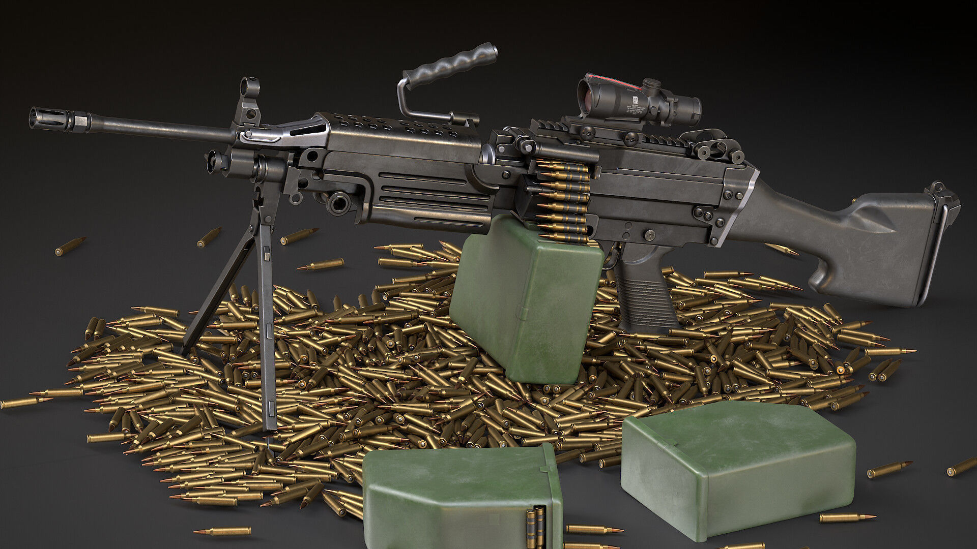 3D model AAA M249 Game Ready PBR VR / AR / low-poly | CGTrader