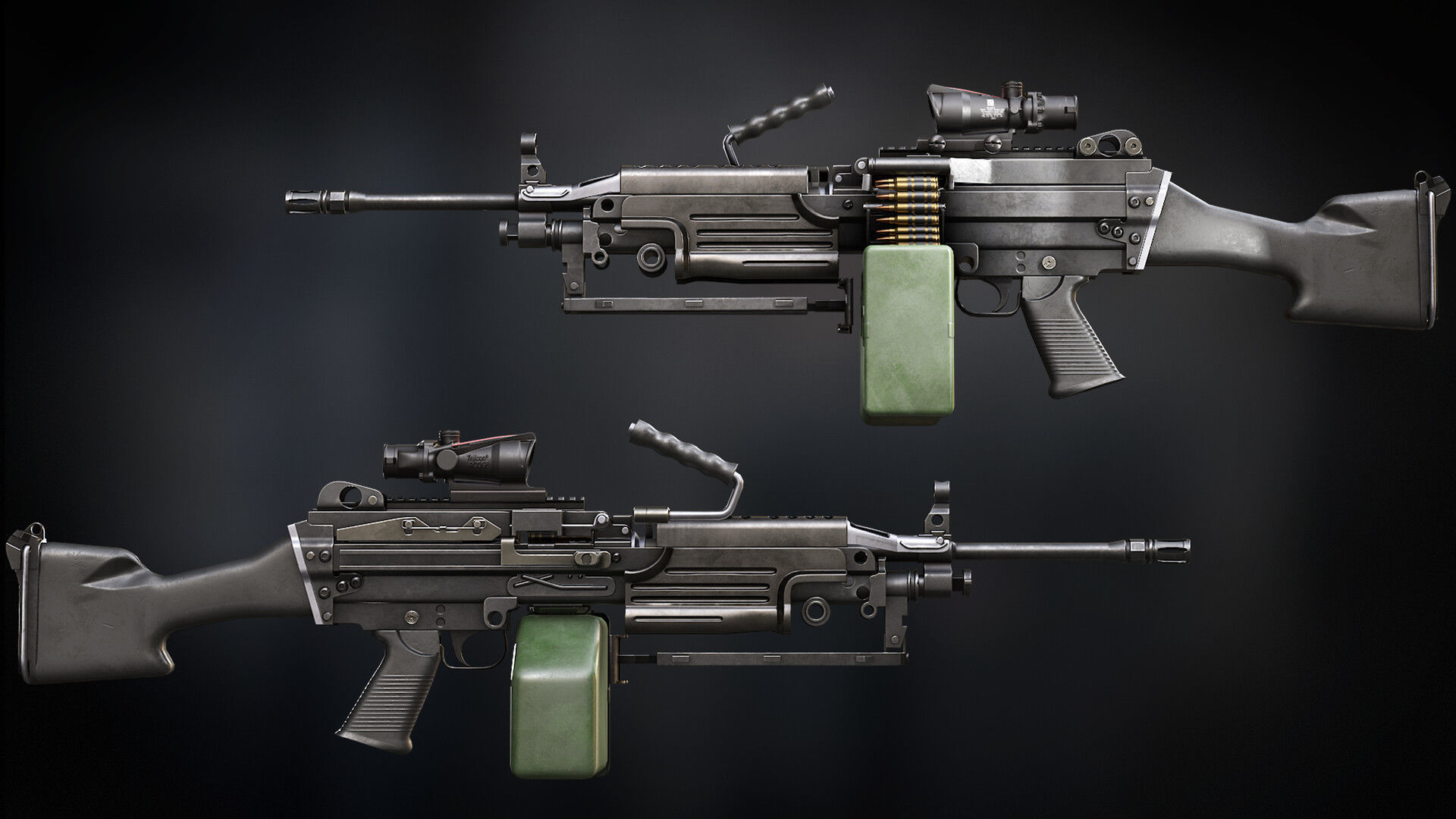 3D model AAA M249 Game Ready PBR VR / AR / low-poly | CGTrader