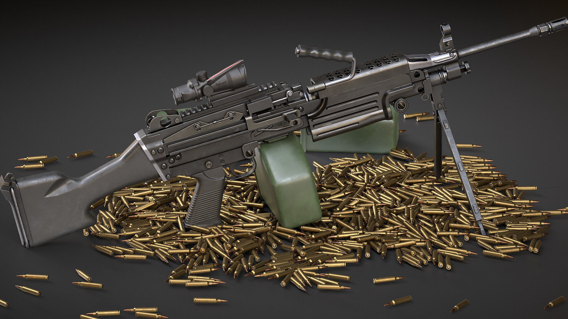 3D model AAA M249 Game Ready PBR VR / AR / low-poly | CGTrader