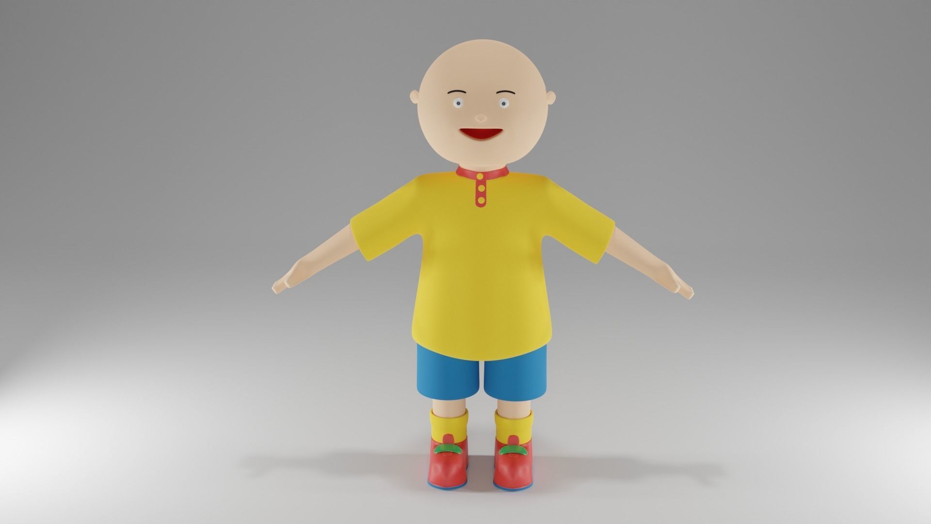Caillou 3D Model cartoon boy in shirt and shorts free VR / AR / low ...
