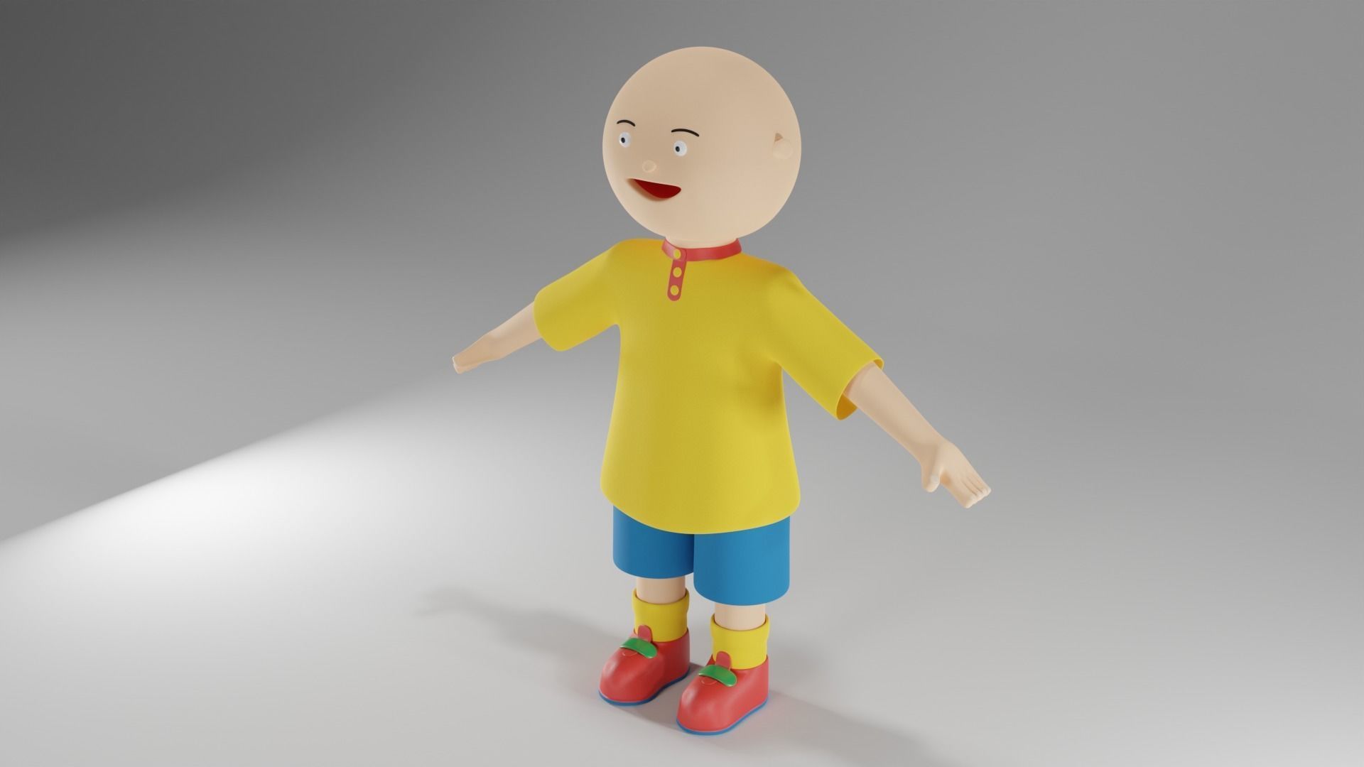 Caillou 3D Model cartoon boy in shirt and shorts free VR / AR / low ...