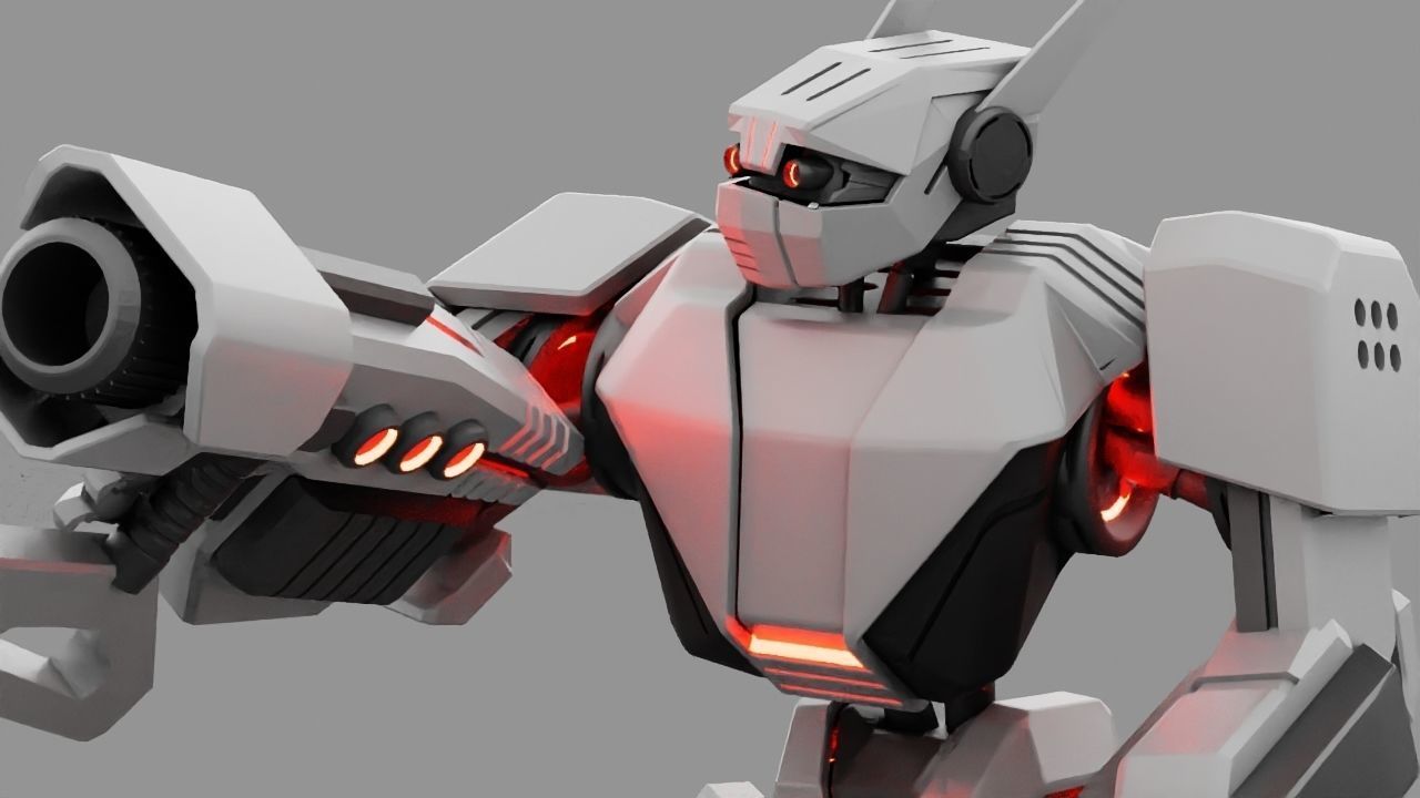 Fighter robot rigged - animated character 3D model animated rigged ...