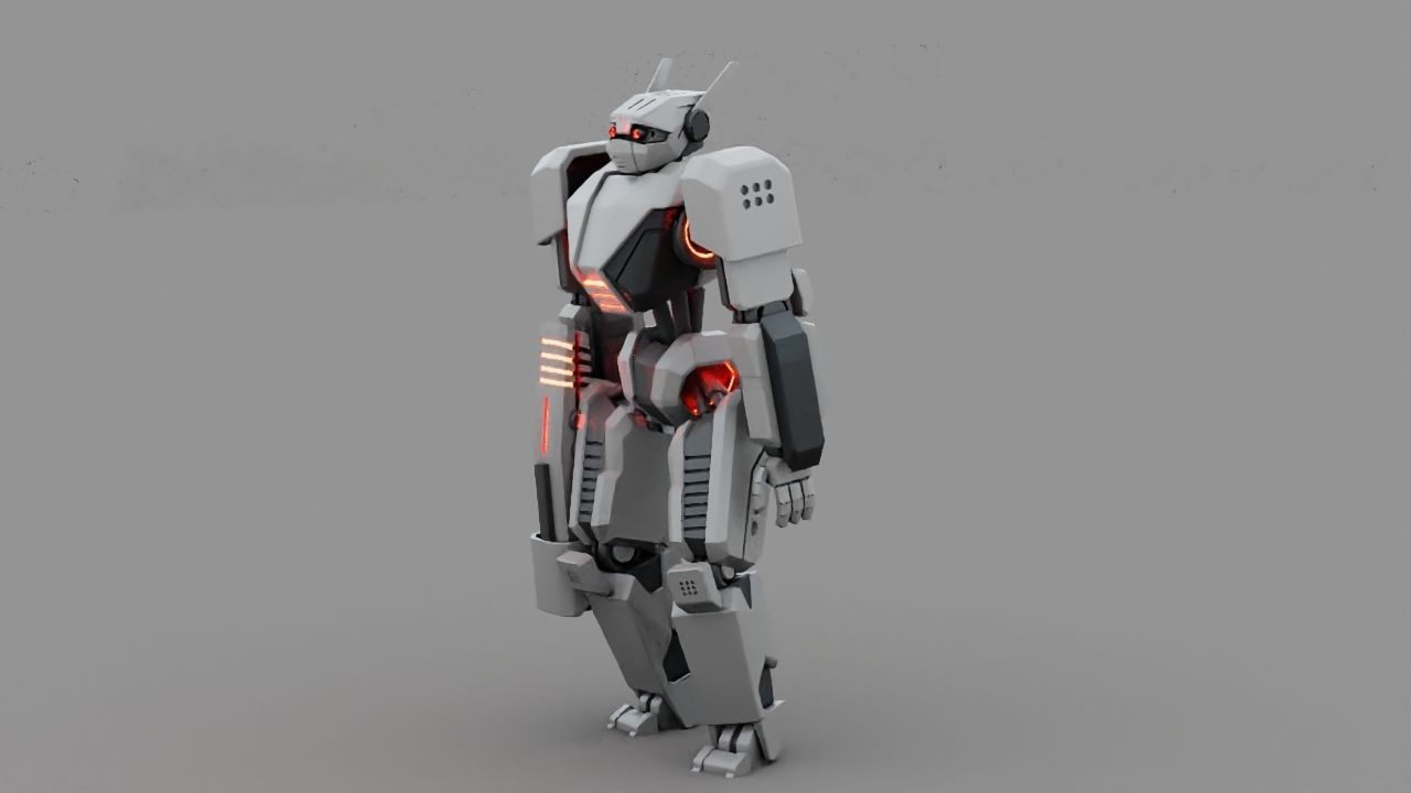 Fighter robot rigged - animated character 3D model animated rigged ...