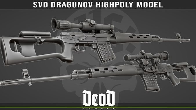 SVD Highpoly model sdvdragonov high - power rifle 3D model | CGTrader