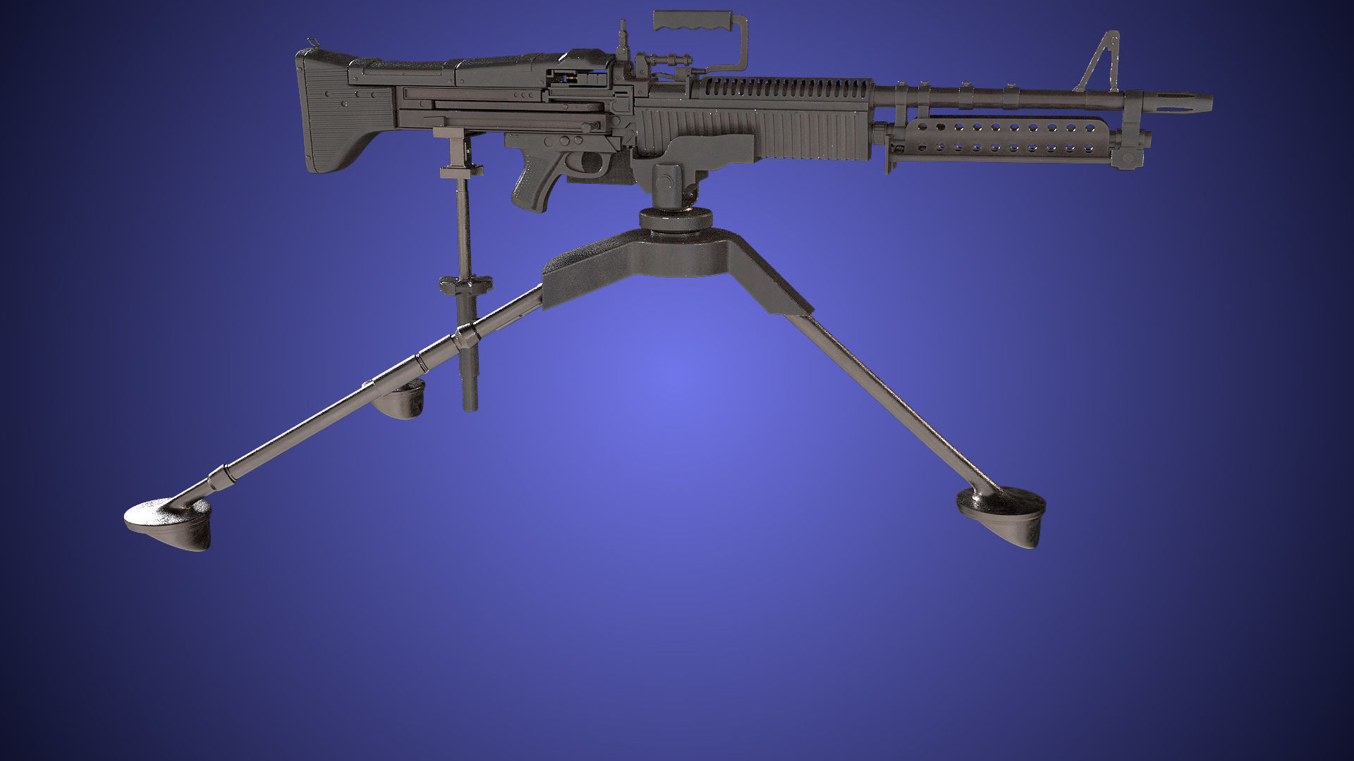 3D model M60 Machine Gun04 PBR Unity UE Arnold V-Ray Textures Included ...