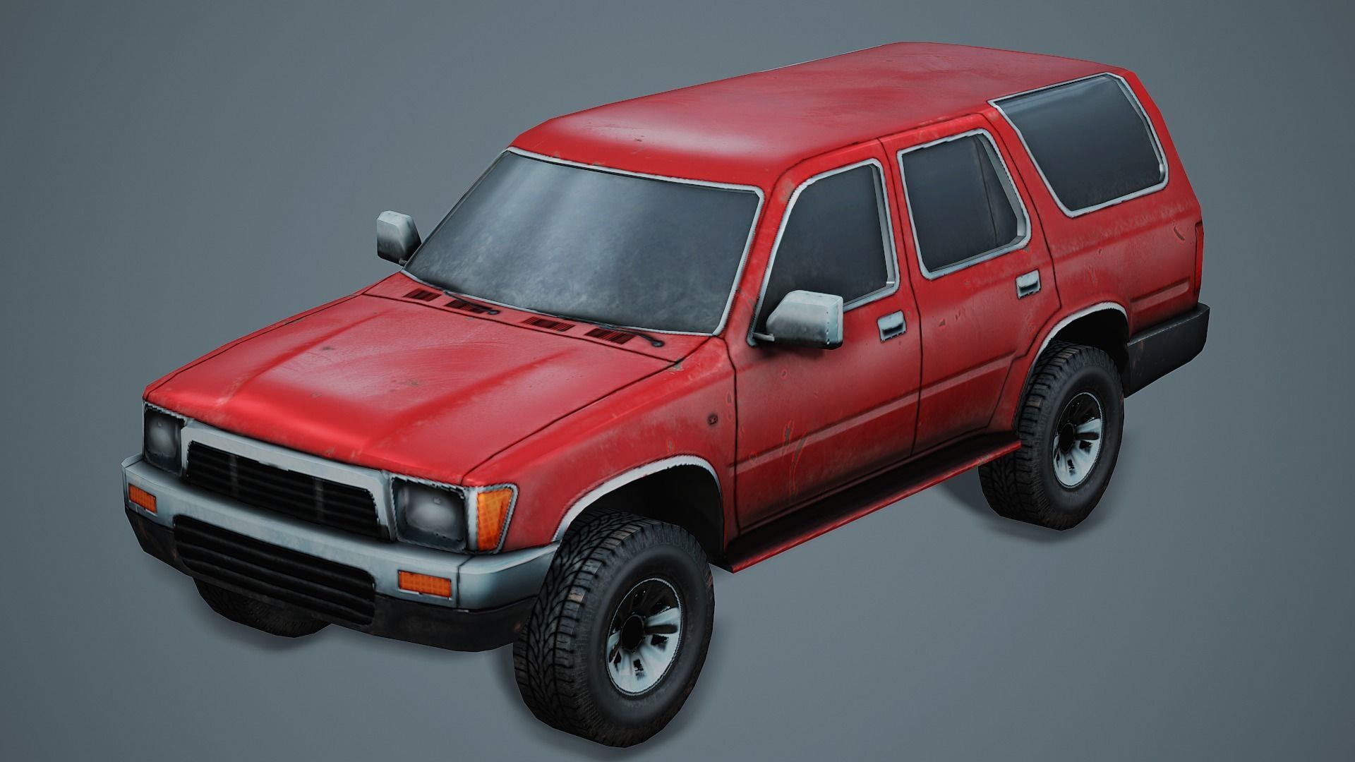 3D model Old SUV Car -Red- - Low Poly Mobile Ready VR / AR / low-poly ...