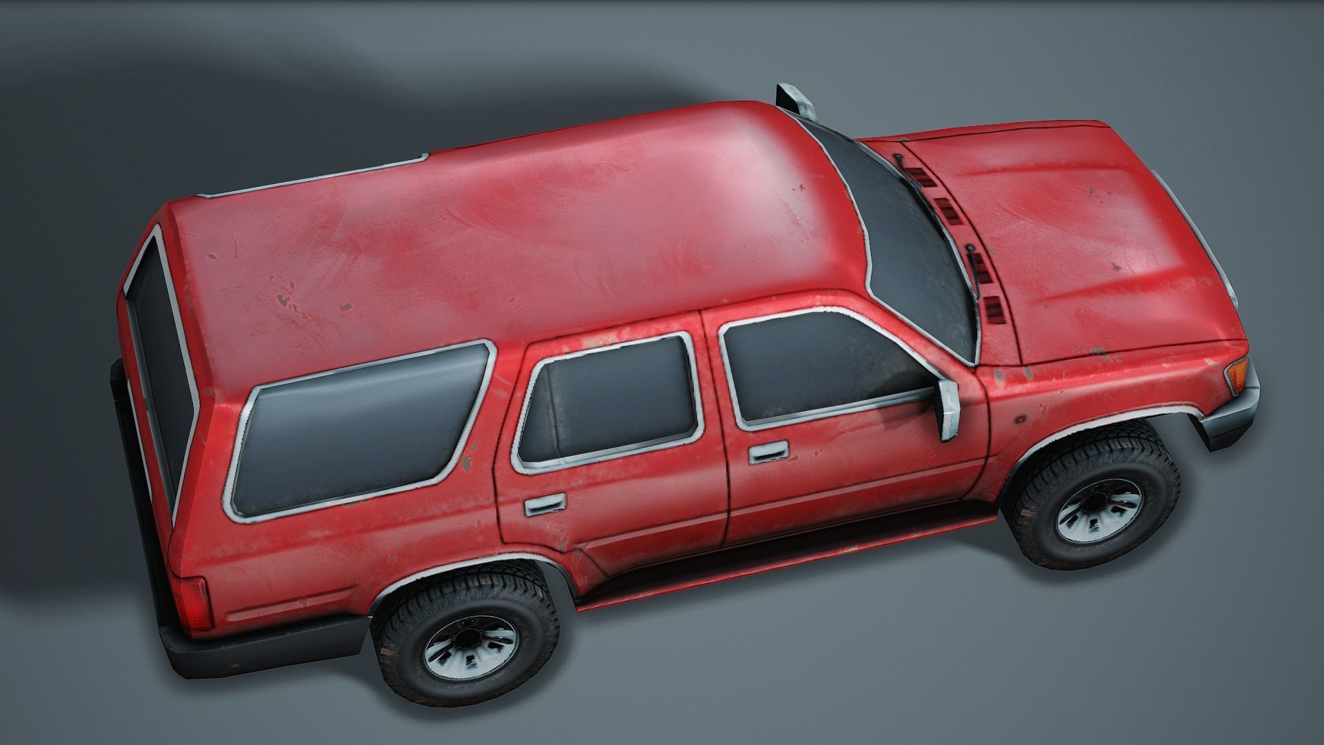 3D model Old SUV Car -Red- - Low Poly Mobile Ready VR / AR / low-poly ...