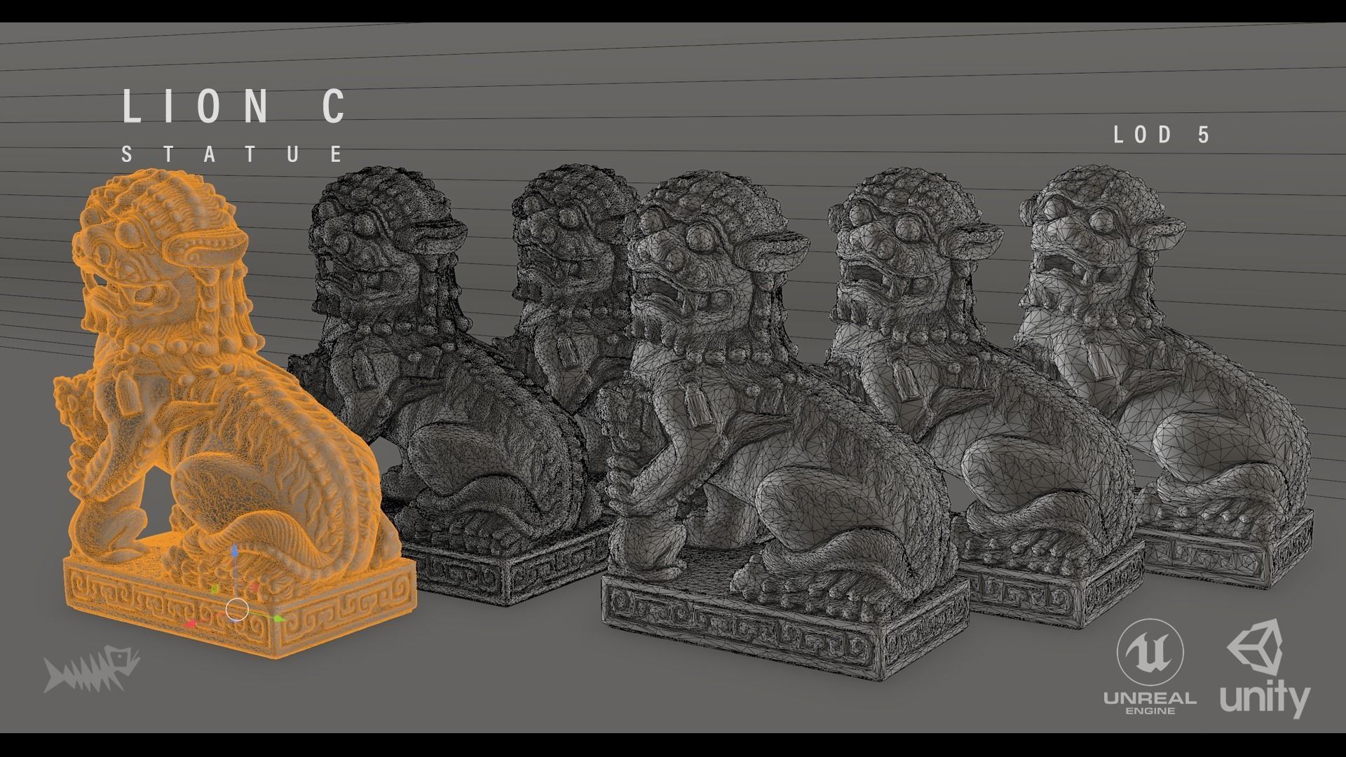 Lion C chinese statue of 3D model | CGTrader