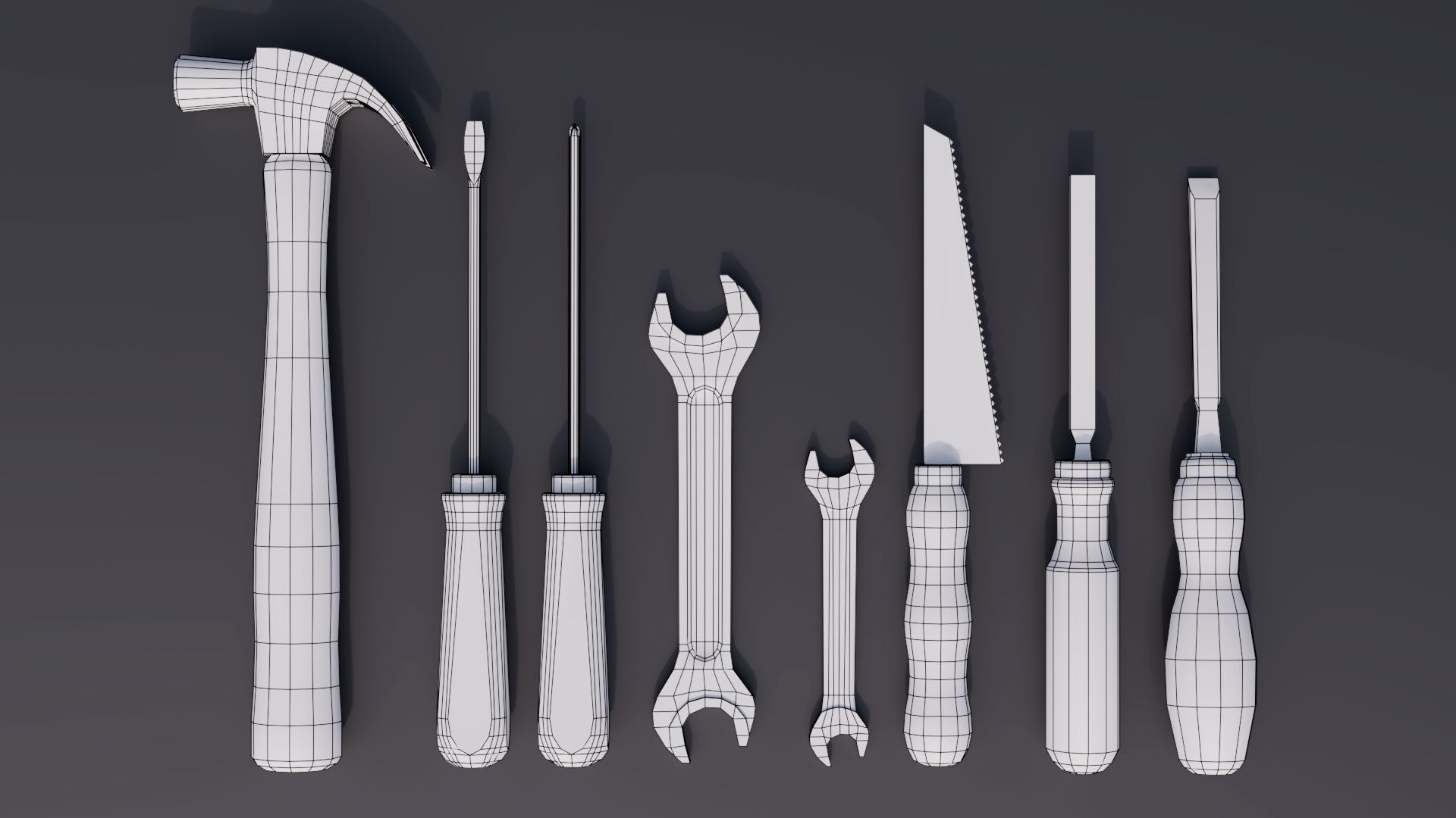 3D model Old woodwork tools Low-Poly 3d models VR / AR / low-poly ...