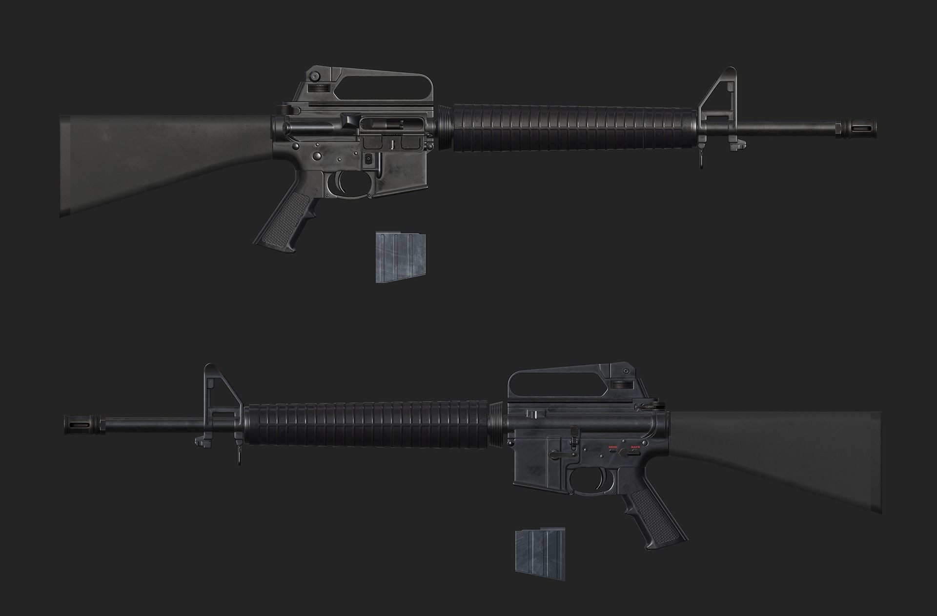3D model AR 15 LowPoly Game Ready Model PBR Metalic VR / AR / low-poly ...