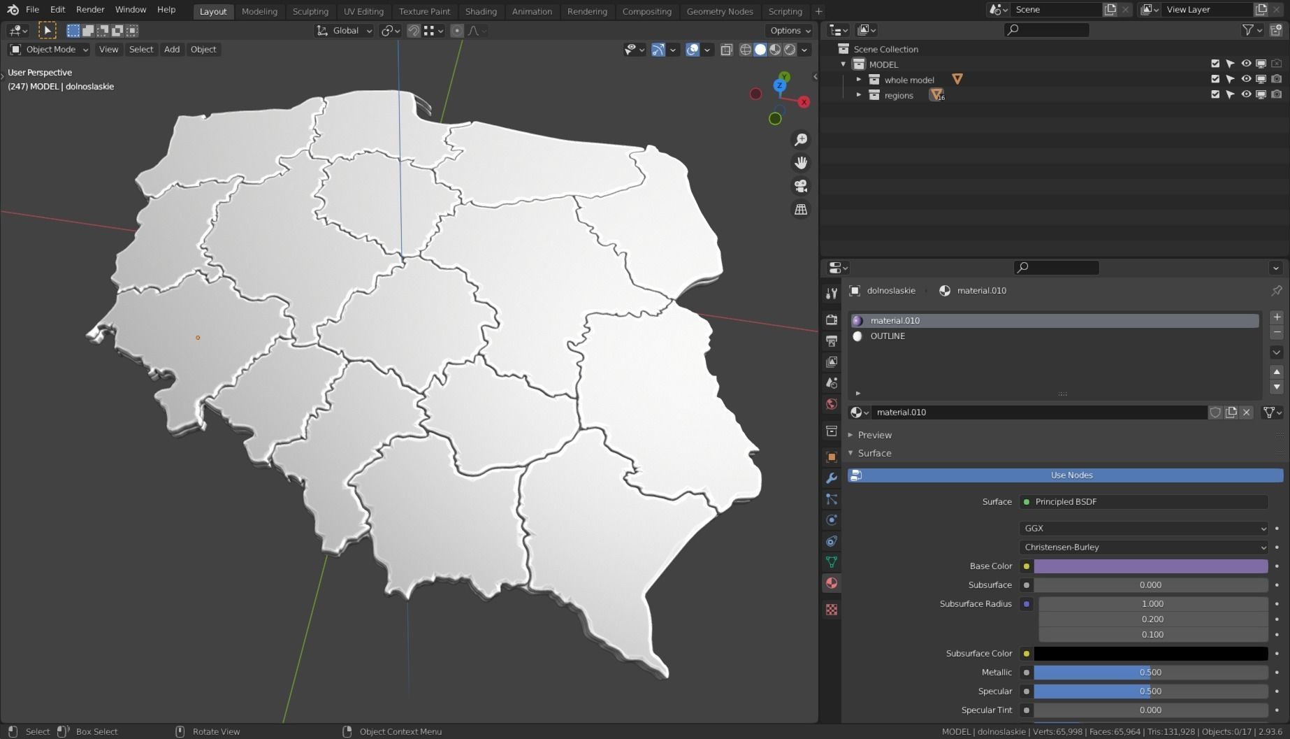 3D model POLAND POLITICAL MAP LAYOUT VR / AR / low-poly | CGTrader