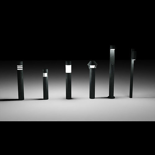 3D model Low Poly Outdoor Lights Pack with 6 3D meshes VR / AR / low ...