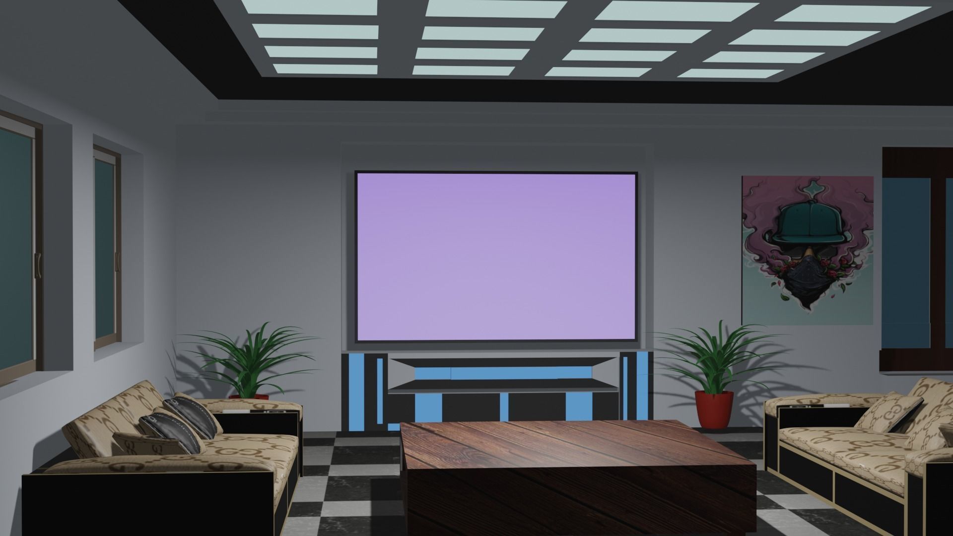 Living room 3D model animated | CGTrader