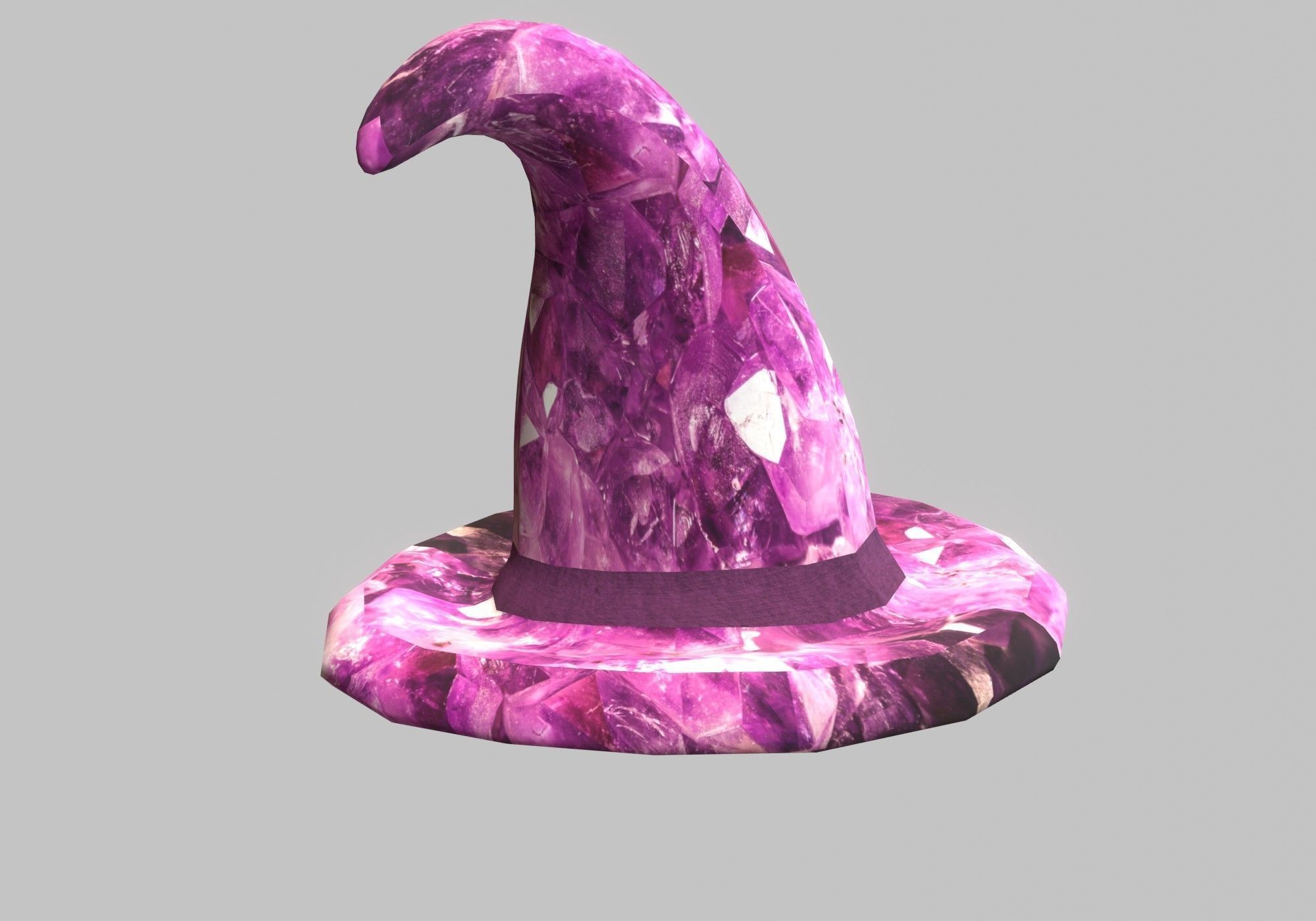 3D model low poly pink witch hat with diamond pattern VR / AR / low ...