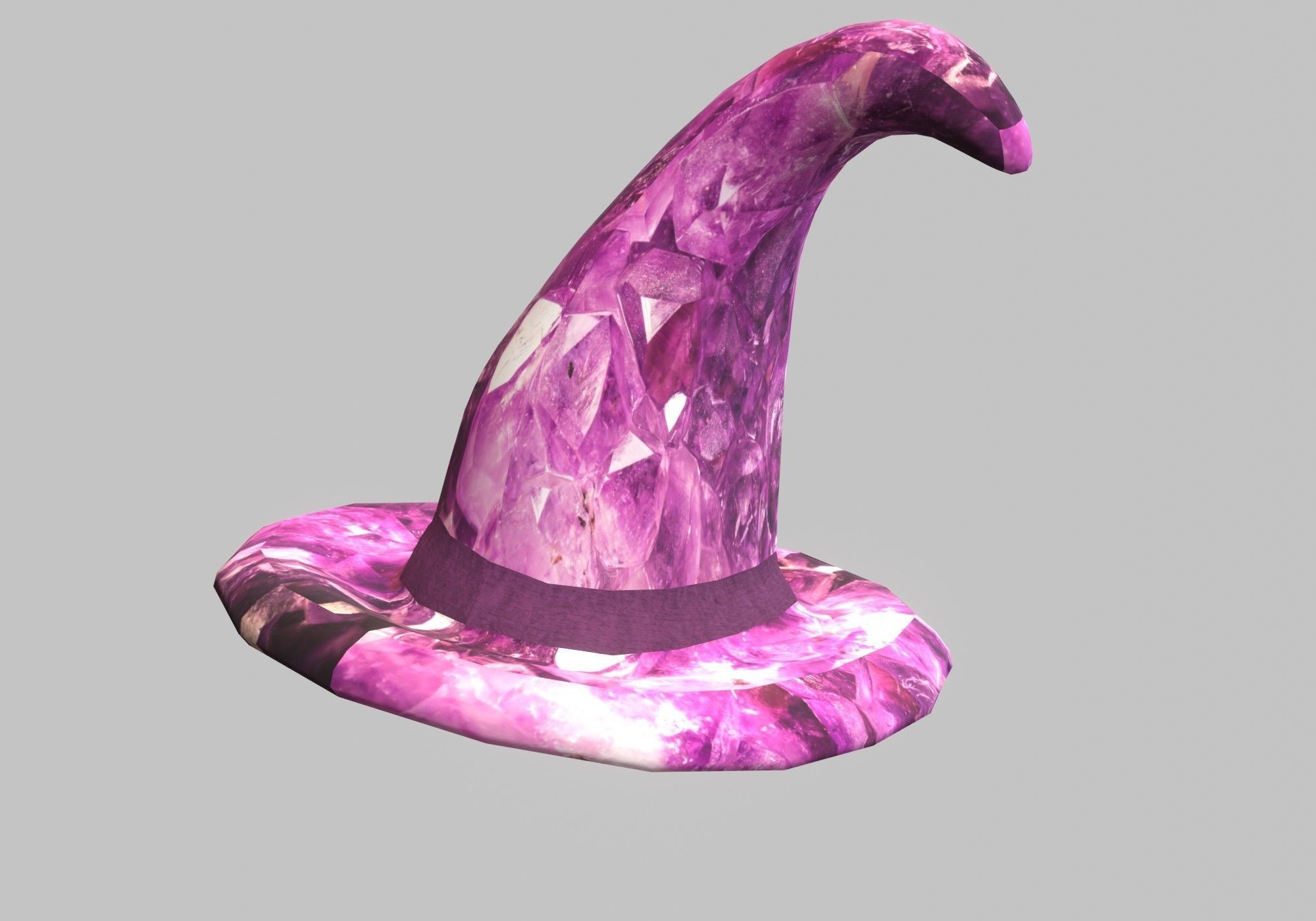 3D model low poly pink witch hat with diamond pattern VR / AR / low ...
