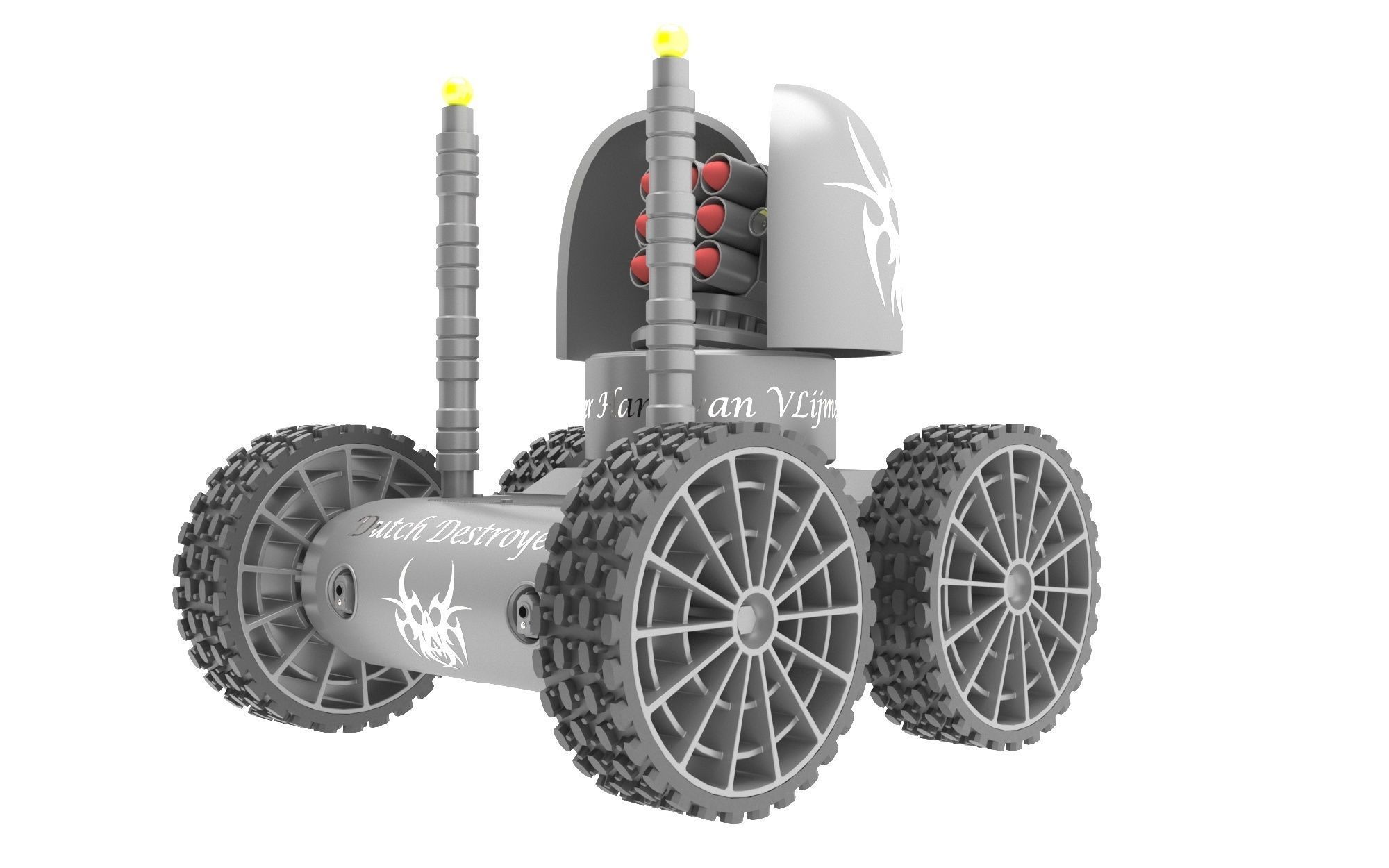 Destroyer remote control robot with two wheels 3D model | CGTrader