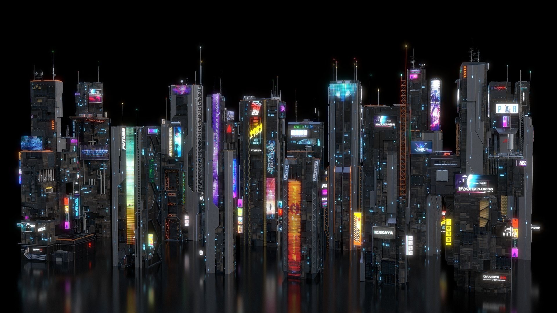 Scifi building Cyberpunk Futuristic building Kitbash Bundle 3D model ...