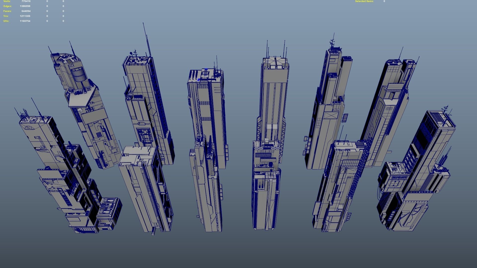 Scifi building Cyberpunk Futuristic building Kitbash Bundle 3D model ...