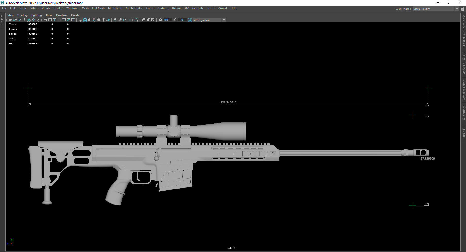 Highpoly Sniper Barrett Model 98B 3D model | CGTrader