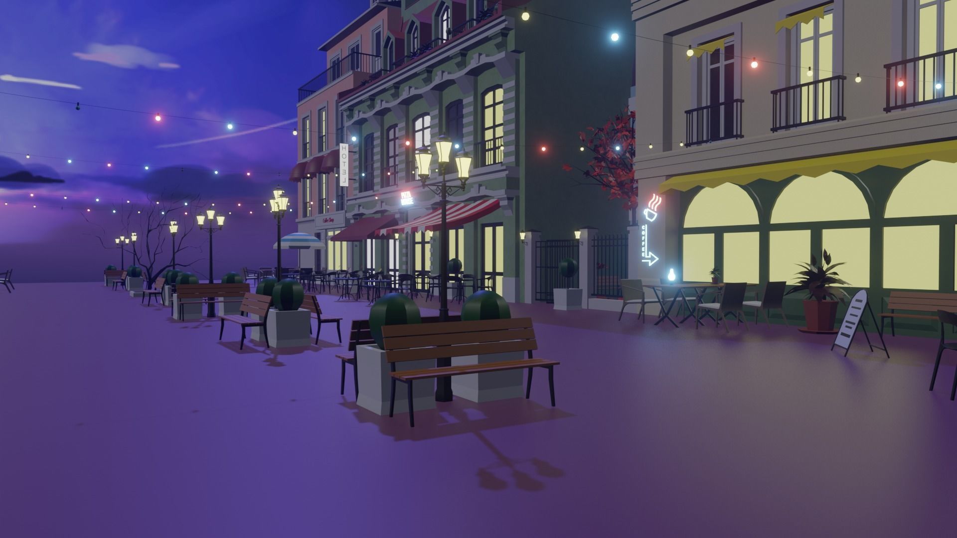 3D model Metaverse Coffee Alley VR / AR / low-poly | CGTrader