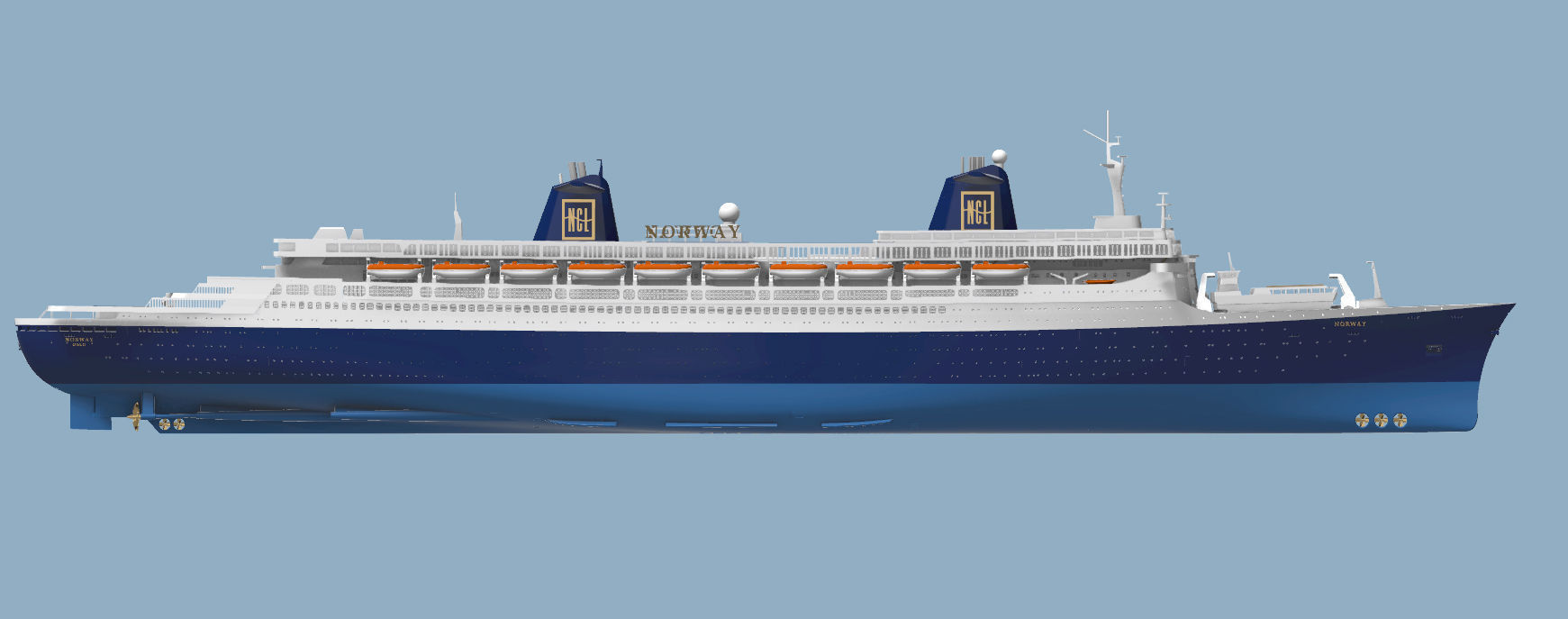 SS NORWAY cruise ship - final years version - full and waterline 3D ...