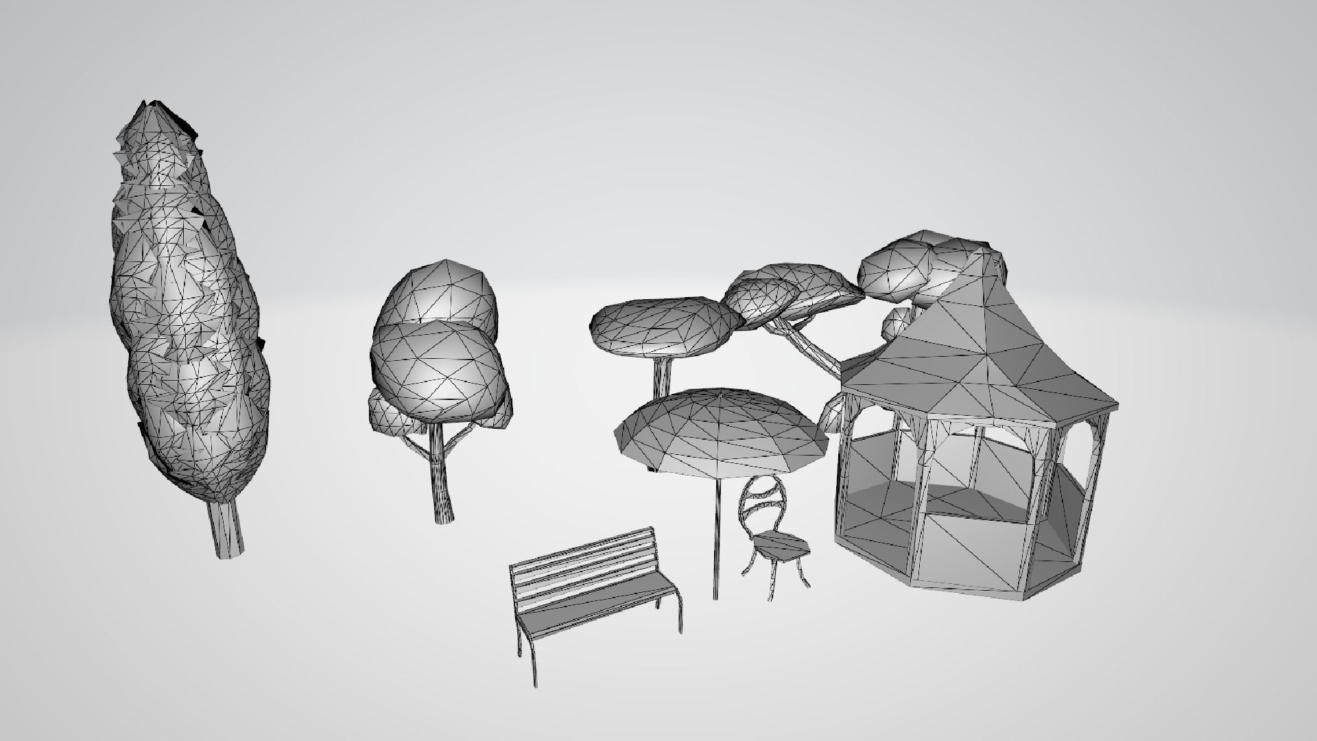 3D model Low Poly Trees and garden objects VR / AR / low-poly | CGTrader
