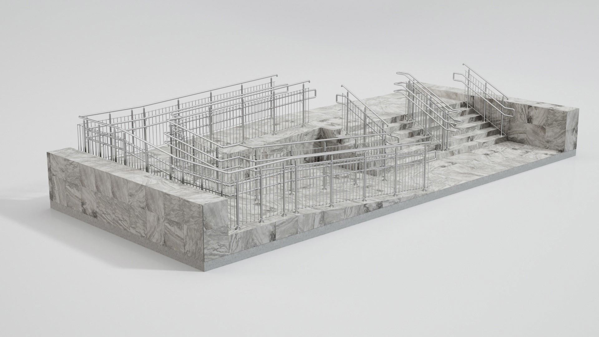 Stairs with ramp 3D model | CGTrader