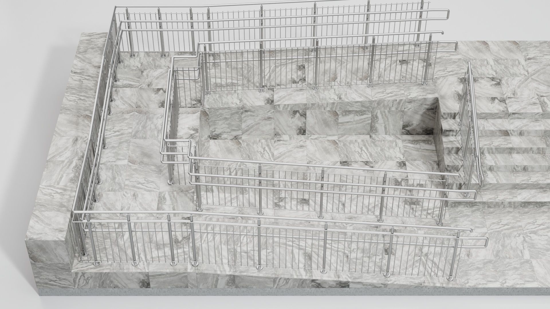 Stairs with ramp 3D model | CGTrader