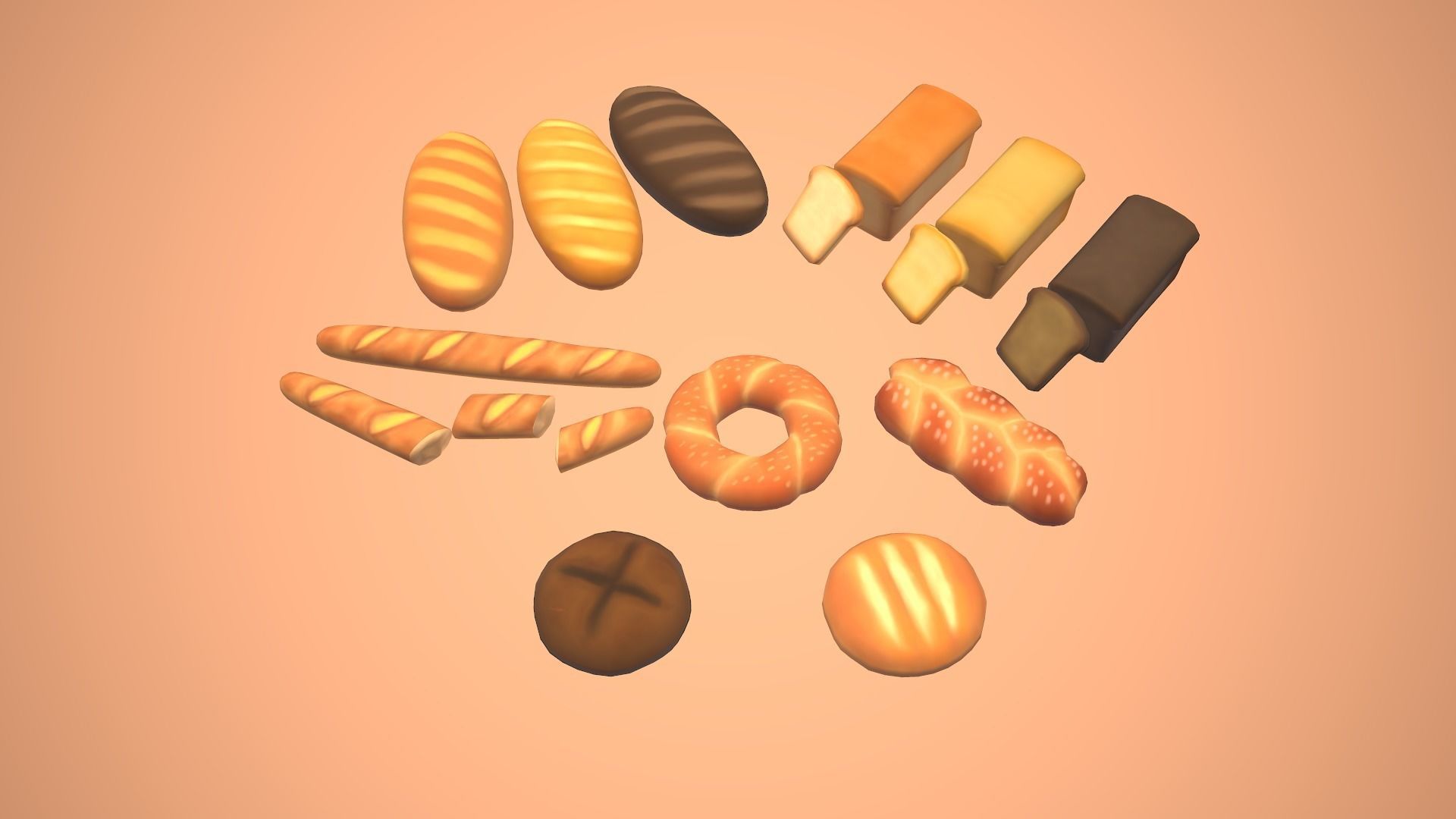 3D model Bakery - Stylized Food Pack VR / AR / low-poly | CGTrader