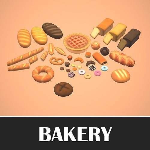 3D model Bakery - Stylized Food Pack VR / AR / low-poly | CGTrader