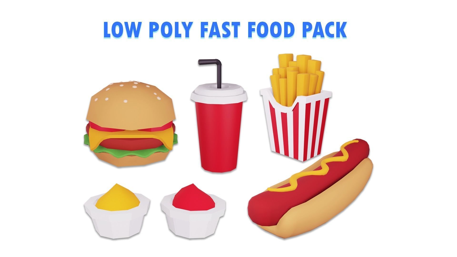 Low Poly Fast Food Asset Pack 3D Model Collection | CGTrader