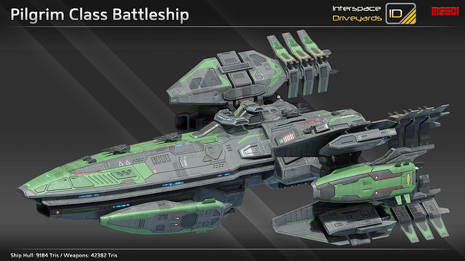 3D model Pilgrim Class Battleship VR / AR / low-poly | CGTrader