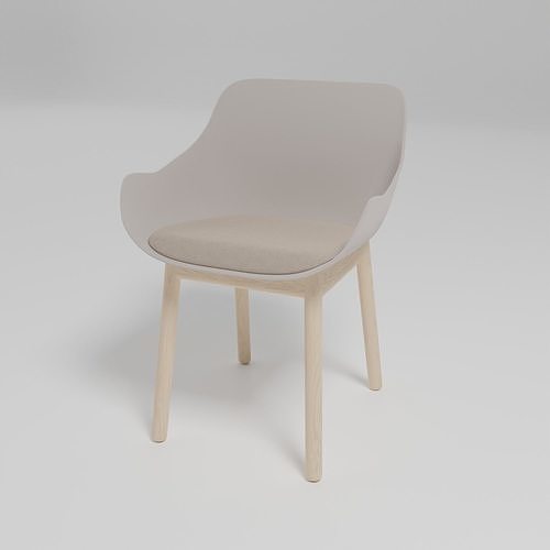 Baltic Remix wooden base polypropylene shell chair with cushion free 3D ...