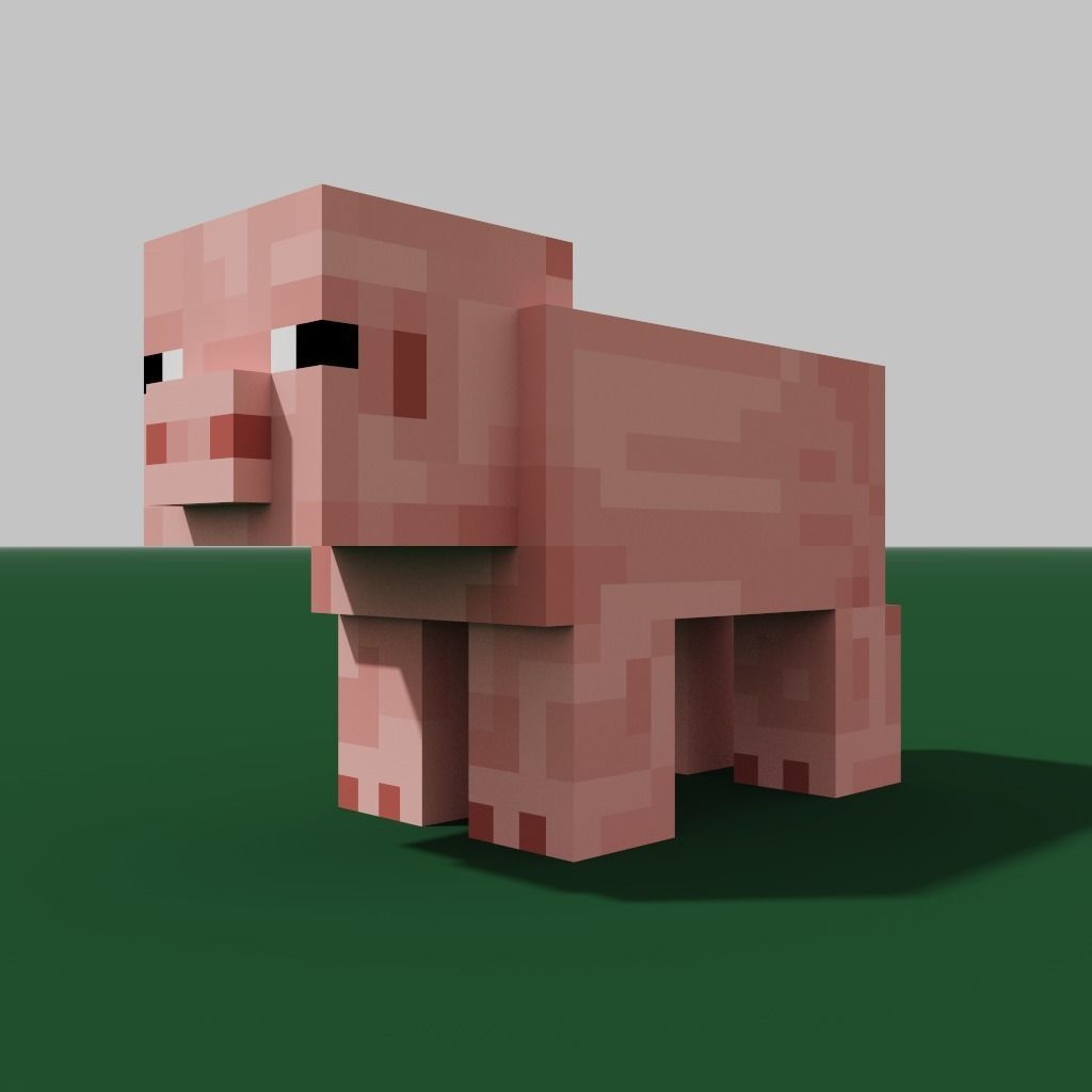 3D model MineCraft pig model VR / AR / low-poly | CGTrader