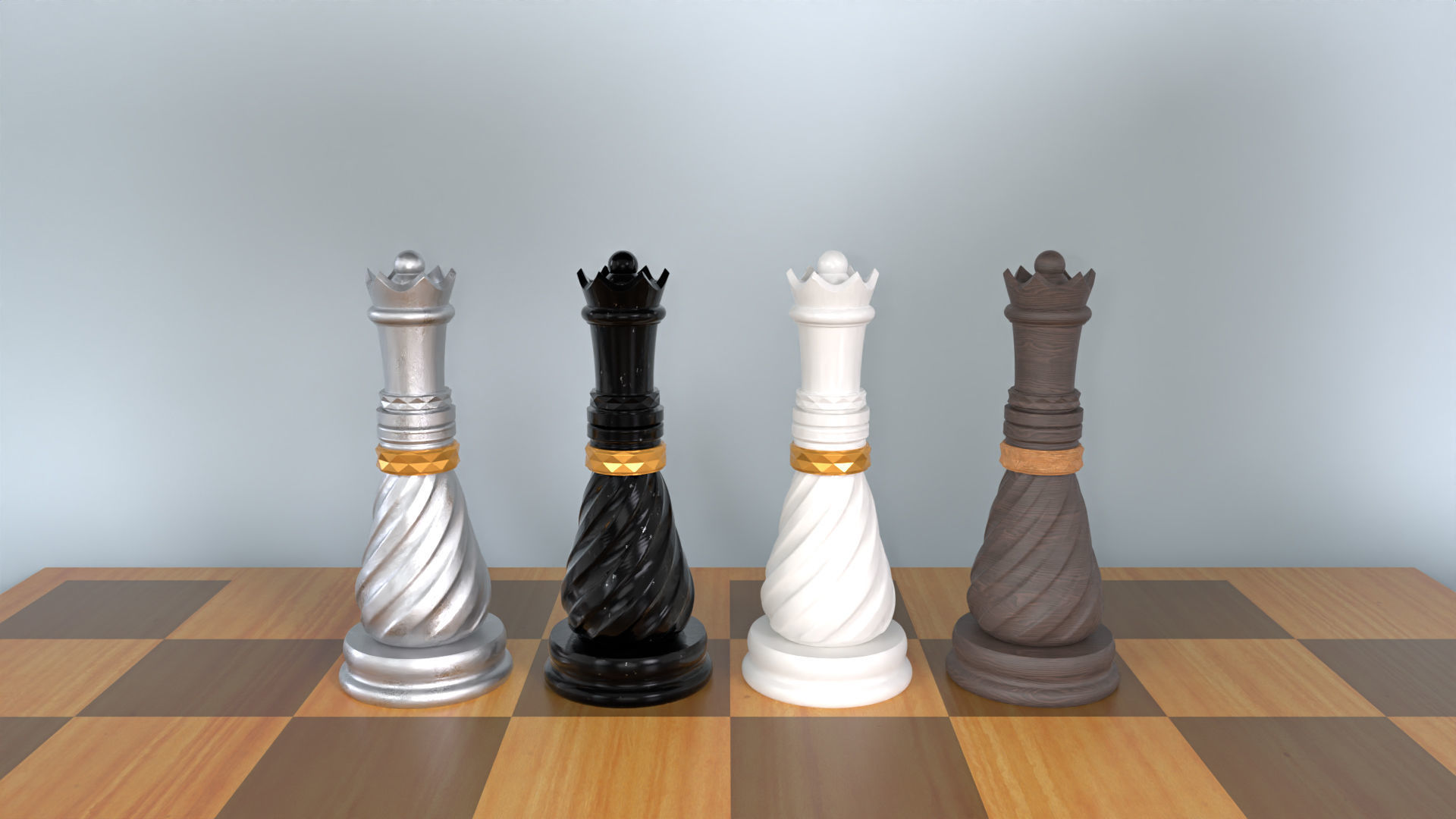 Queen 3D Luxury Chess Pieces 3D Print Model 3D model 3D printable ...