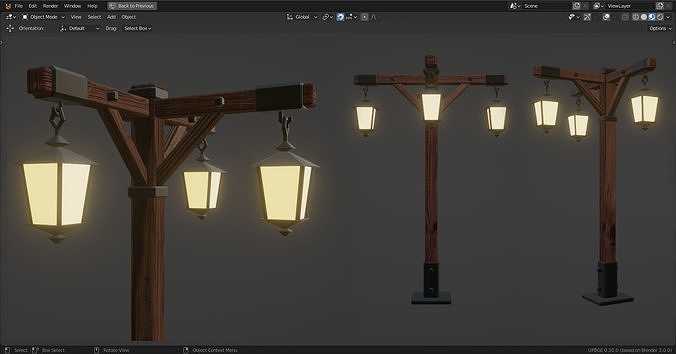 Lamp Post - 3 Sided - 3D model | CGTrader