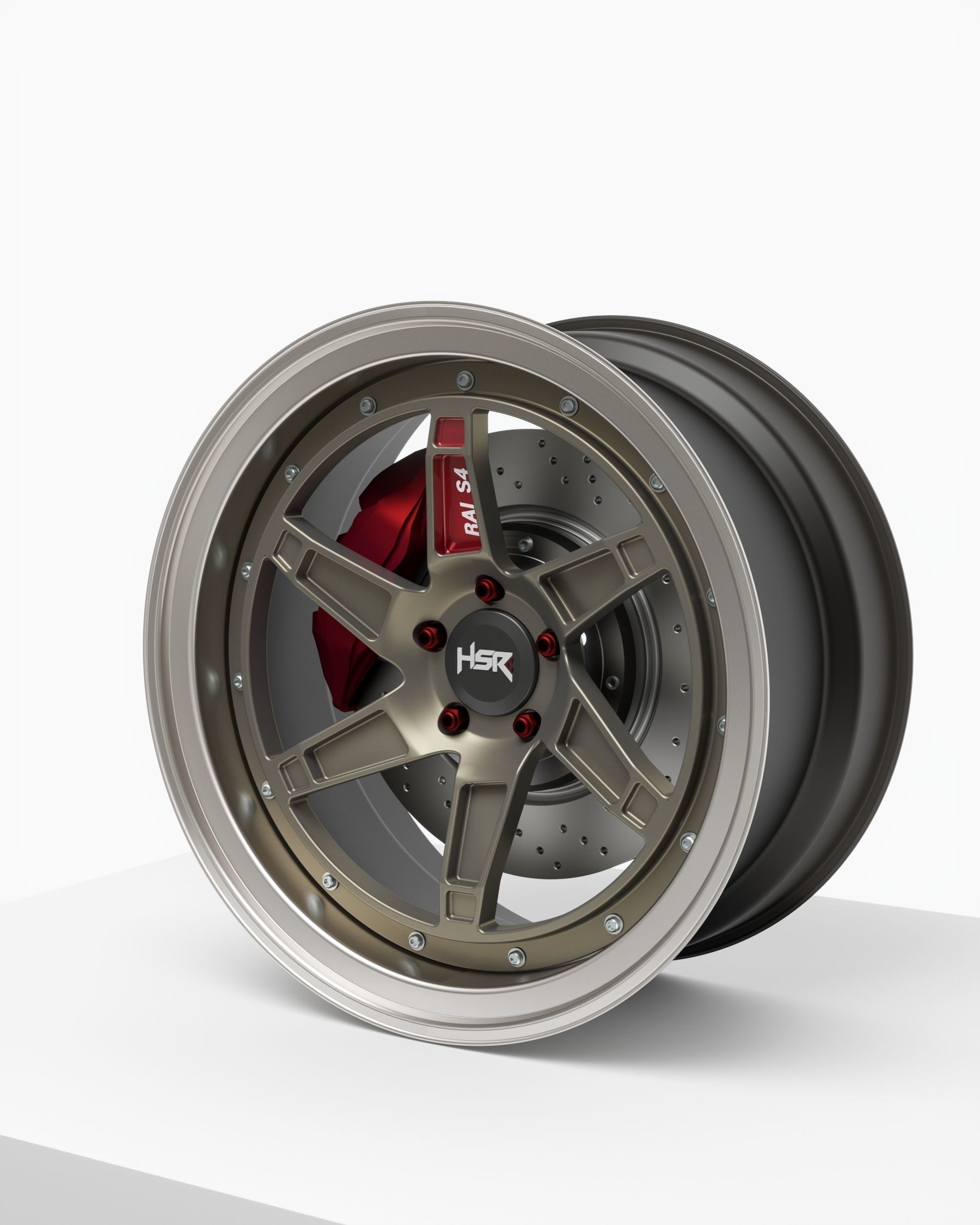 HSR Rai S4 3 piece Rims wheels tire 3D model | CGTrader